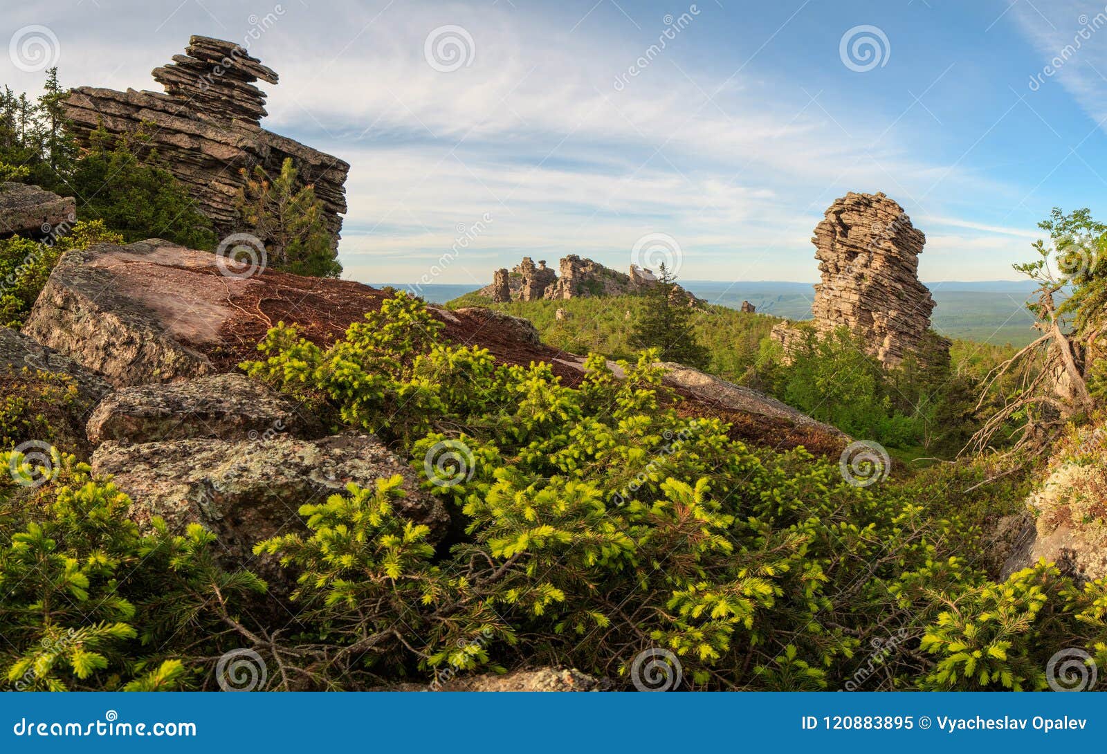 View on Old Mountains. Ural. Landscape. Stock Image - Image of away ...