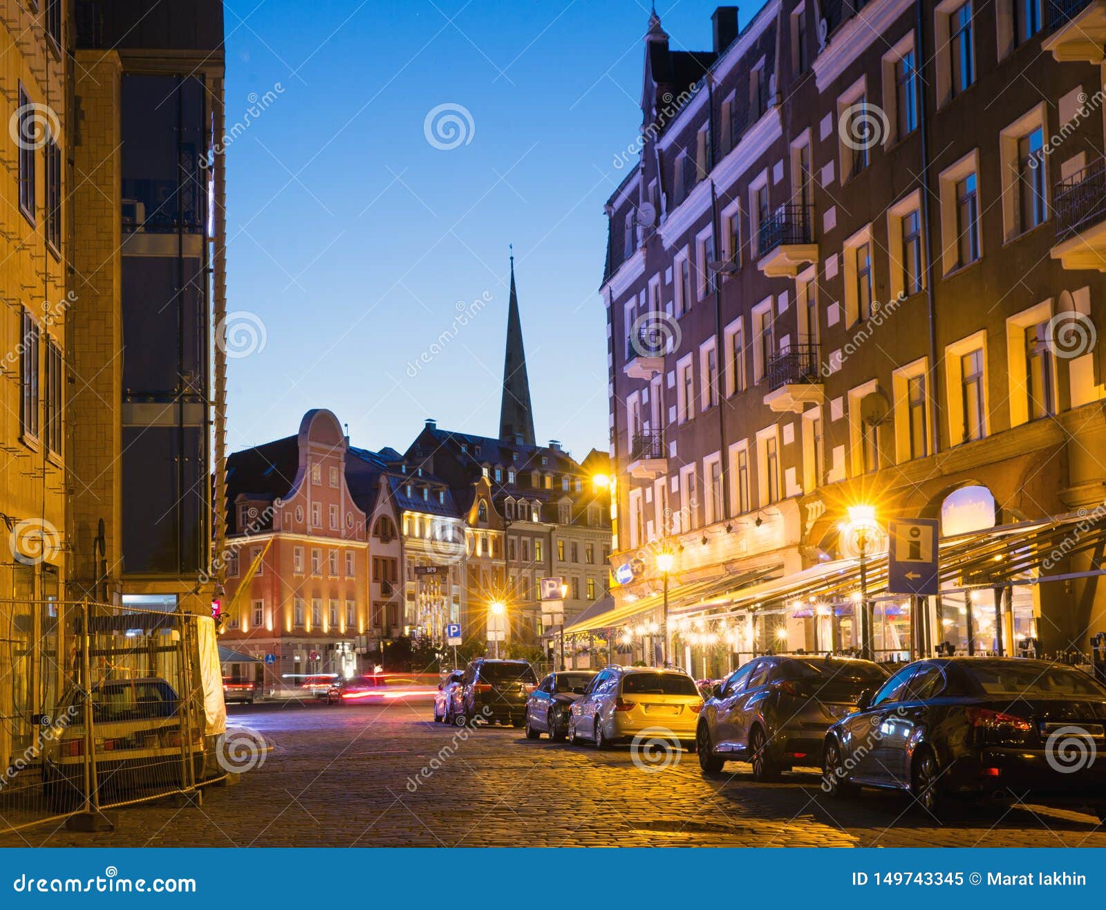 View on Old Riga. Night . Riga .Latvia. Central District Named Old Riga ...