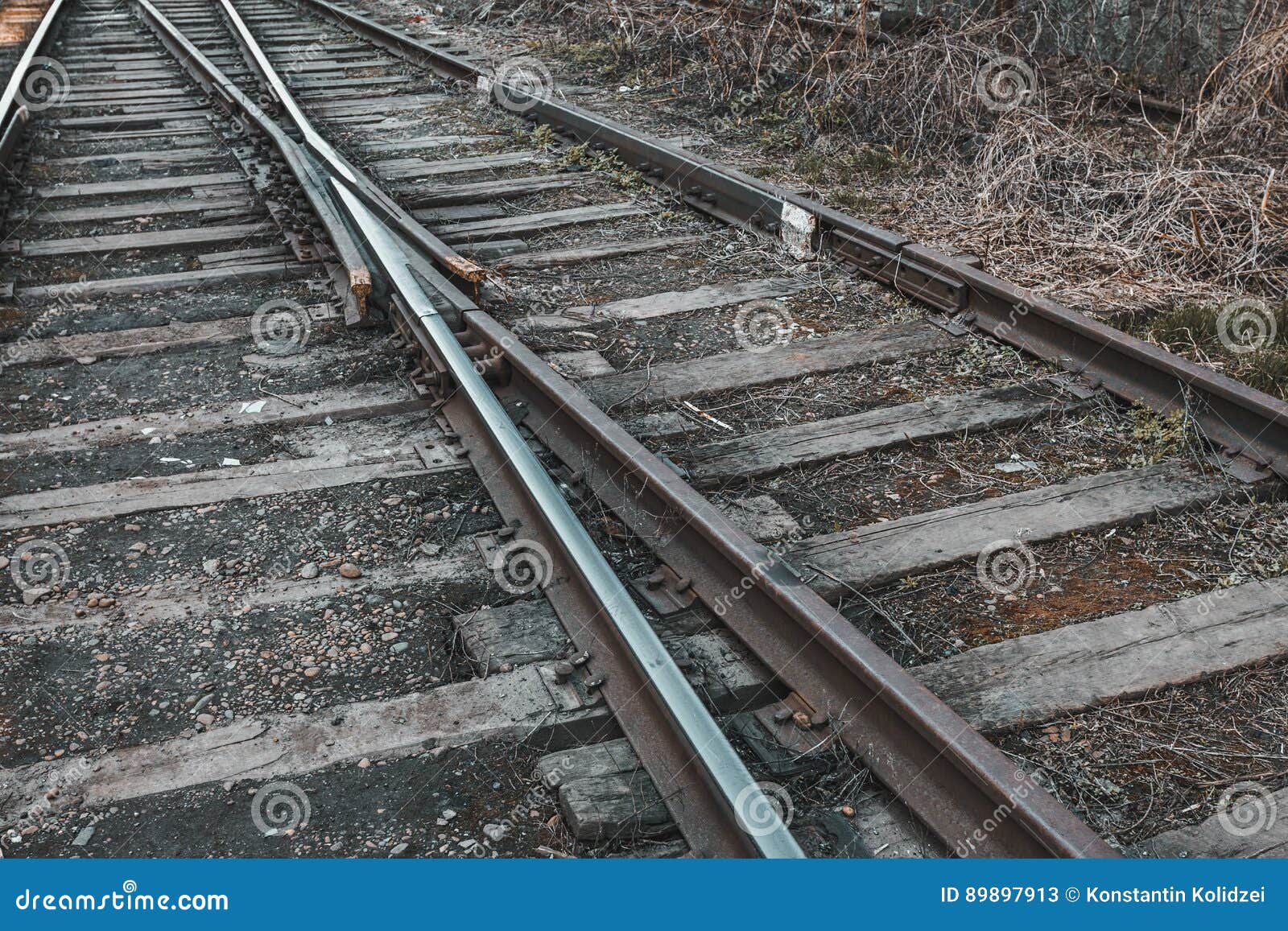 View of the Old Rustic Railroad Track. Stock Image - Image of industry ...