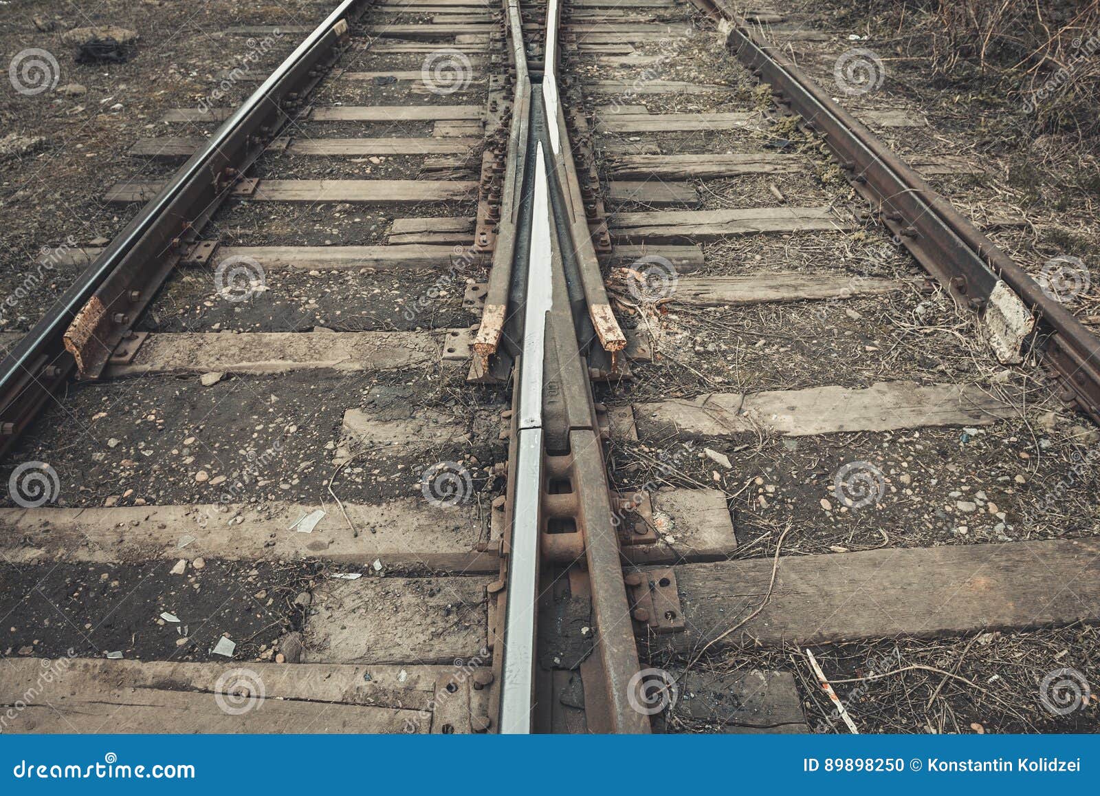 View of the Old Rustic Railroad Track. Stock Photo - Image of front ...