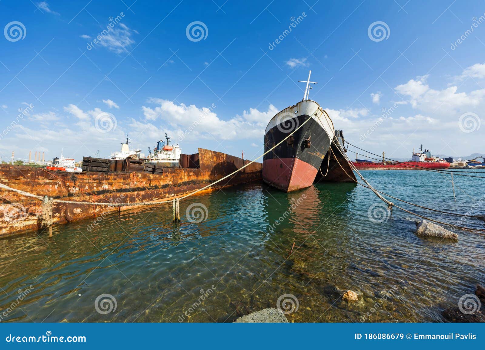 Old Rusty Vessels in a Scrap Yard Stock Image - Image of hooks, metal ...