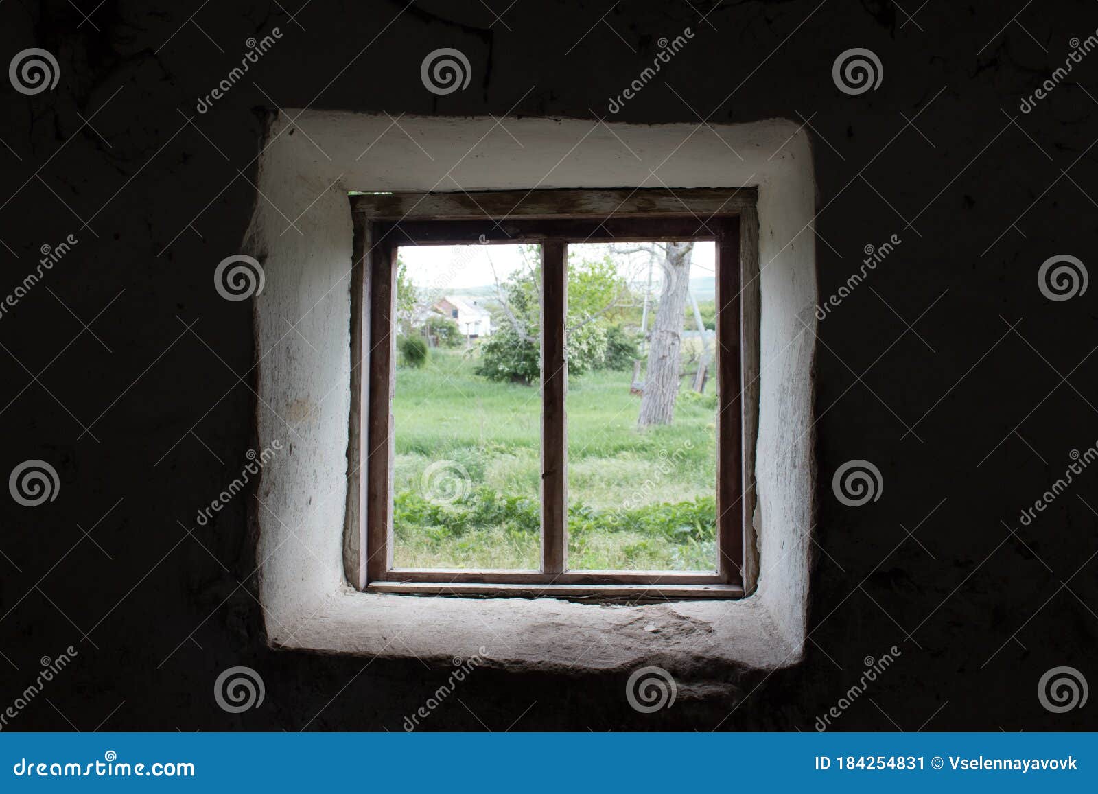 View From Old Scary Window With A Web On The Street In The Dark Window View Of An Abandoned Old