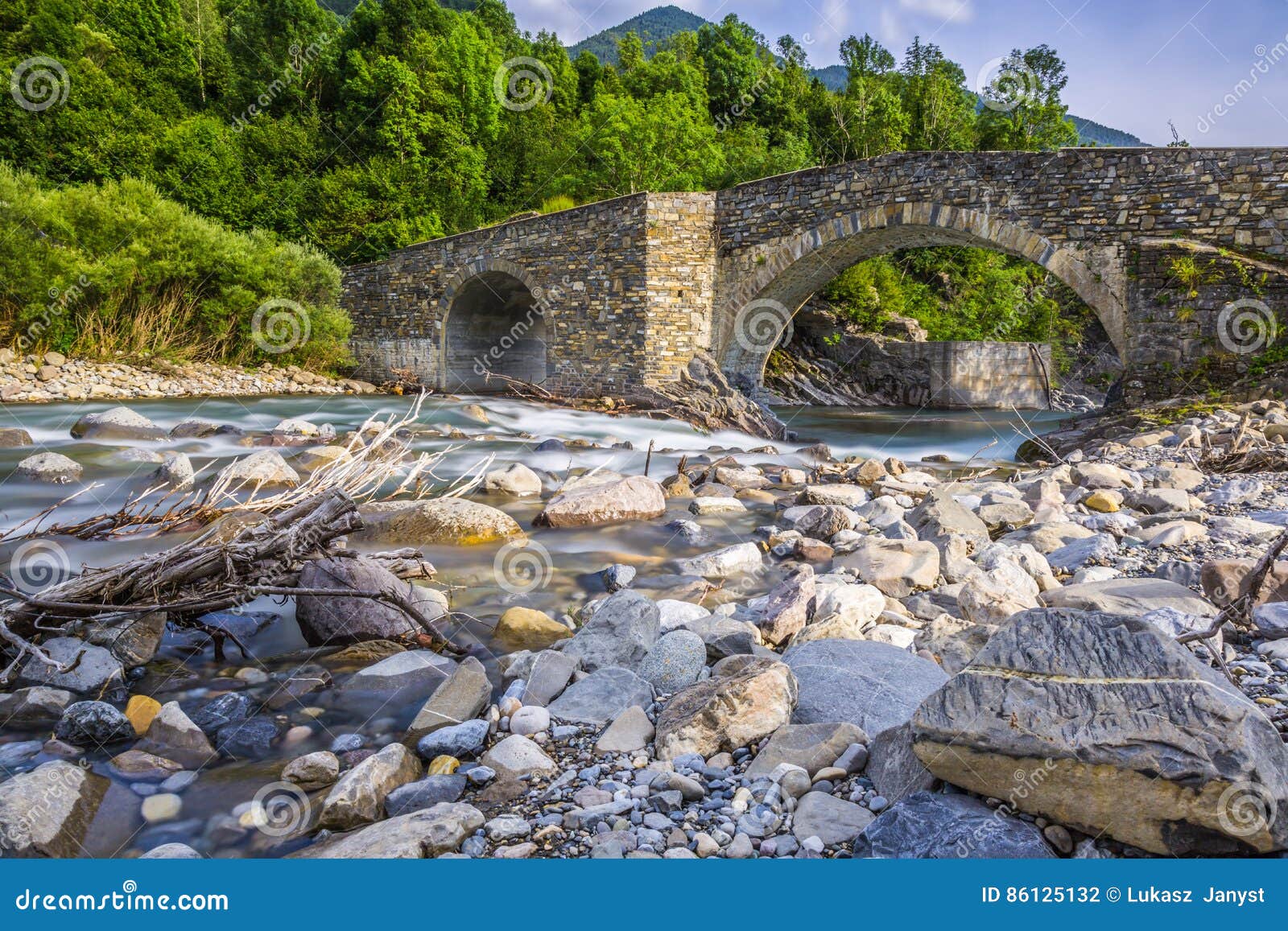 View of Old Stone Bridge Over River Stock Photo - Image of quay, arched ...
