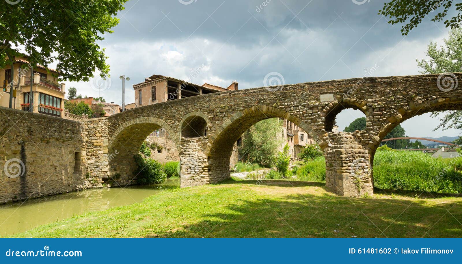 View of Old Stone Bridge Over River in Vic Stock Photo - Image of arch ...