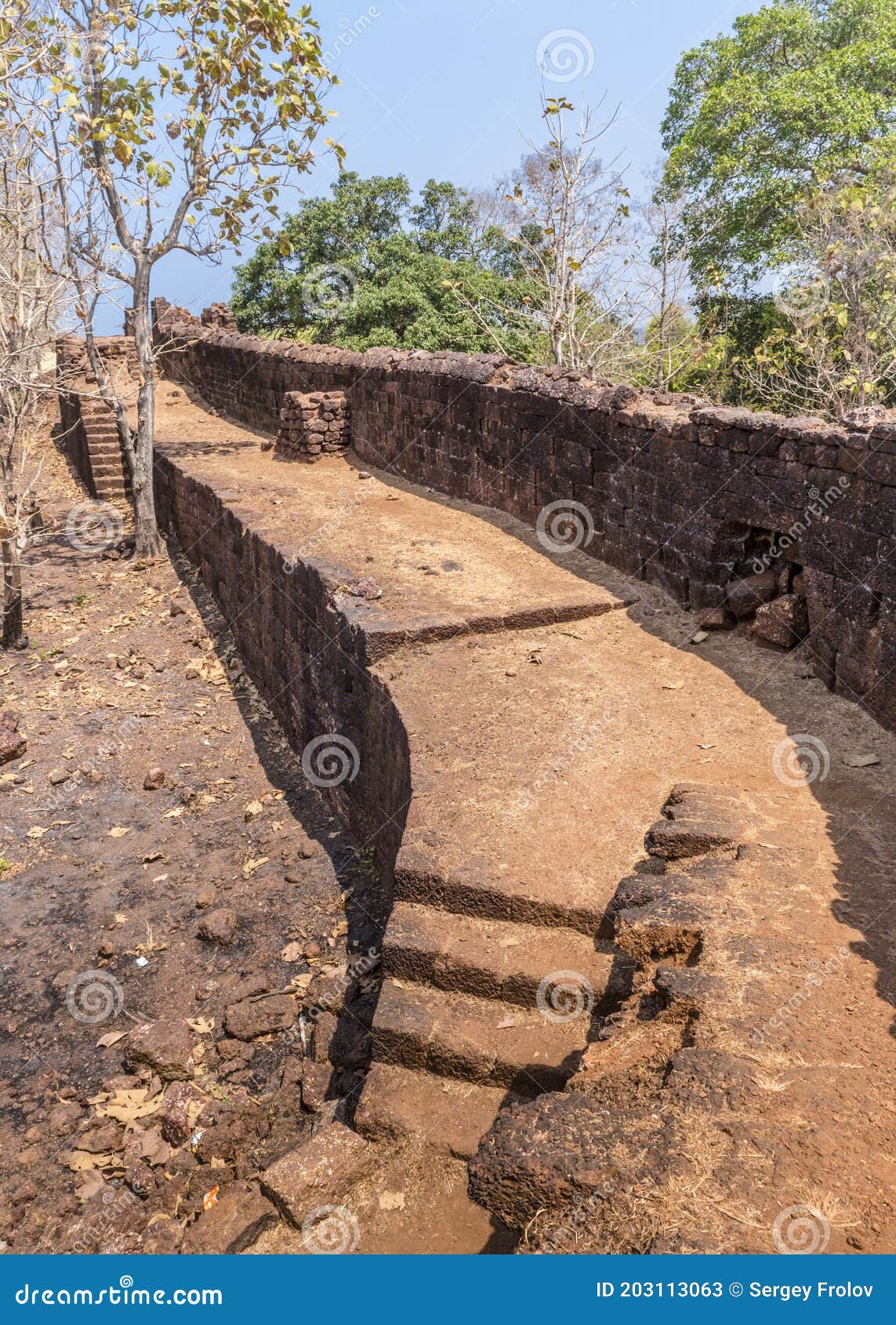 View of the Old Stone Wall from Inside Fort Cabo De Rama in Goa, India ...