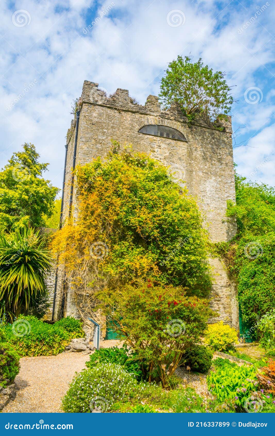 View of an Old Tower Inside of the Talbot Botanical Garden in Malahide ...