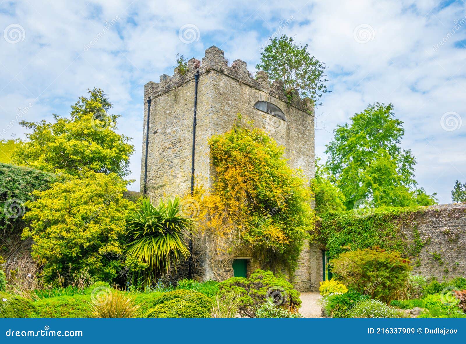 View of an Old Tower Inside of the Talbot Botanical Garden in Malahide ...