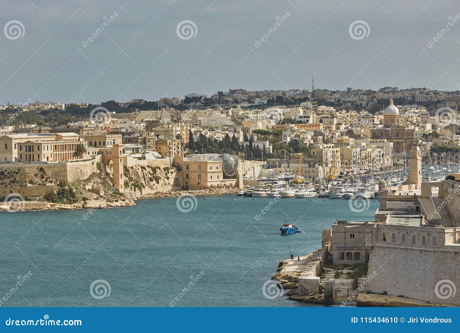 View of Old Town and Its Port in Valletta in Malta Stock Photo - Image ...