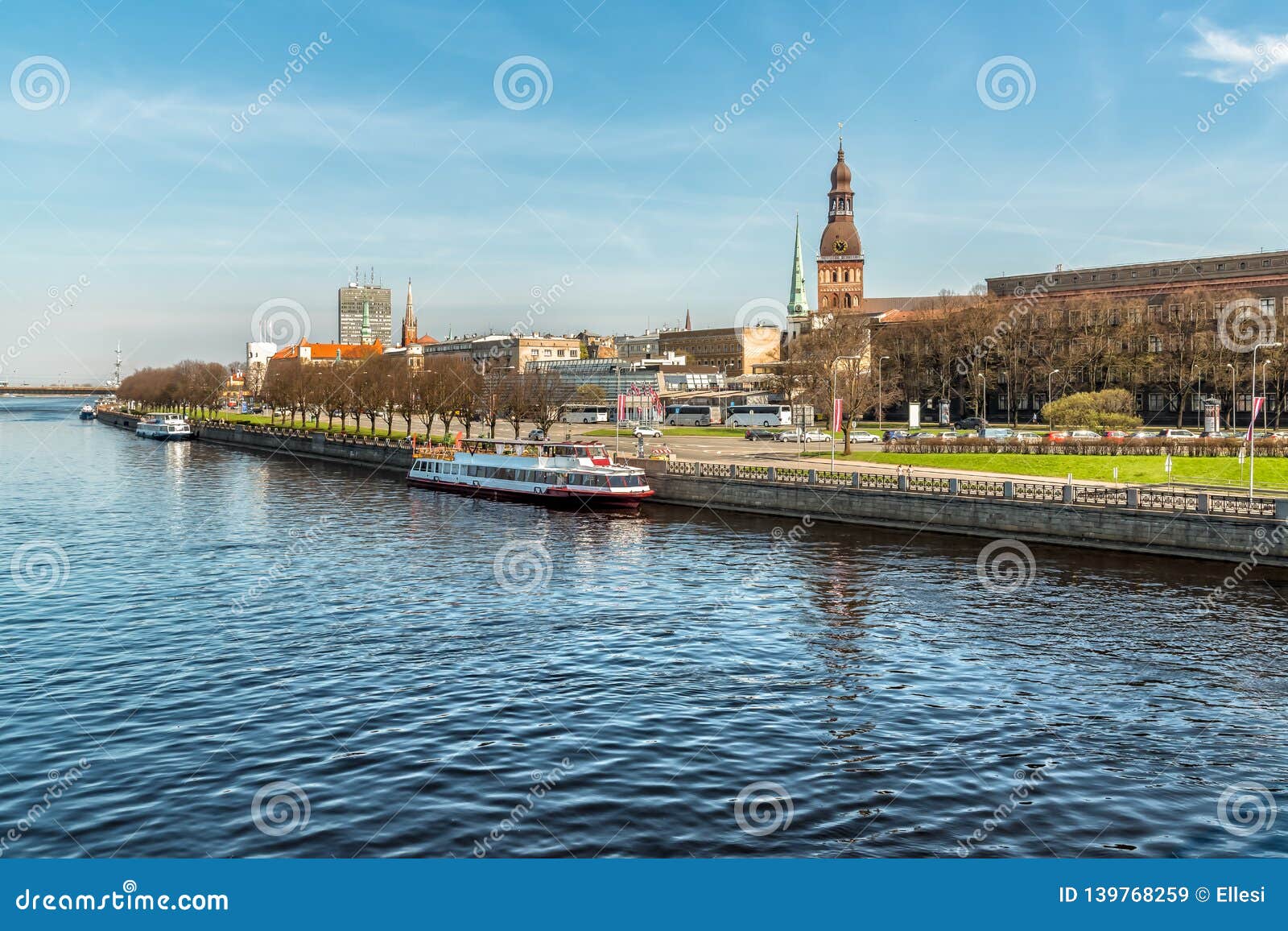 View of Old Town Riga from Daugava River Side, Latvia Stock Image ...