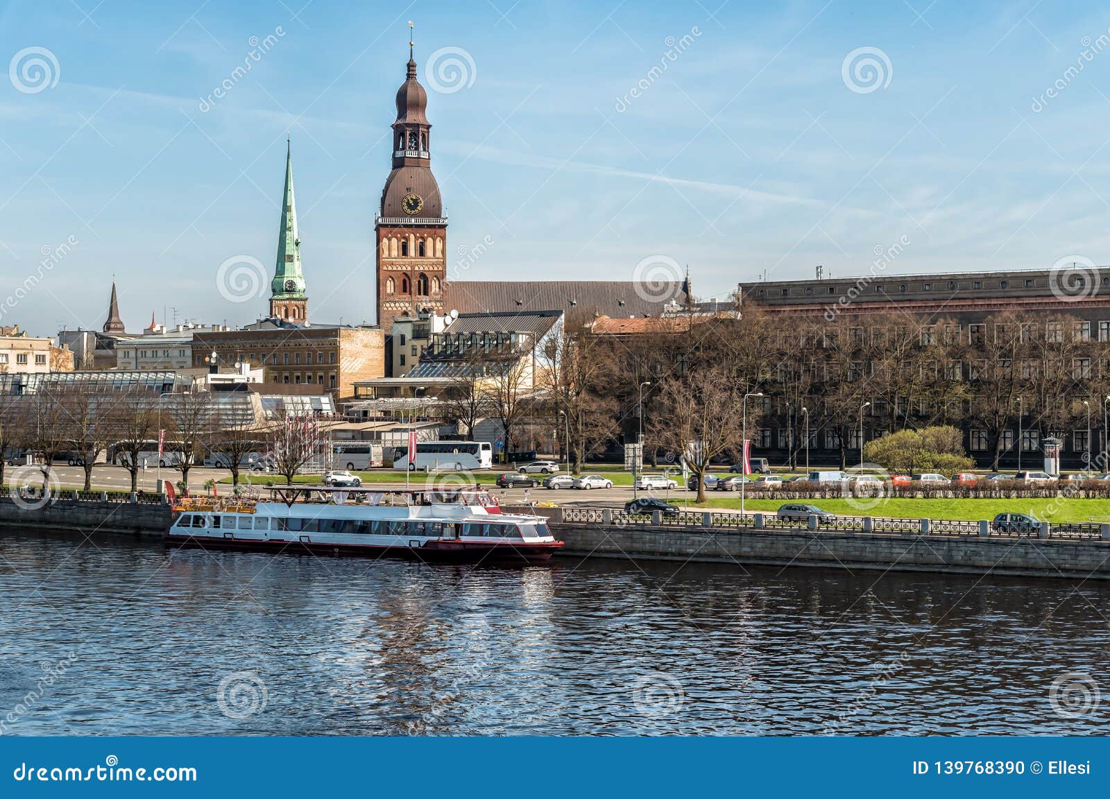 View of Old Town Riga from Daugava River Side, Latvia Stock Photo ...