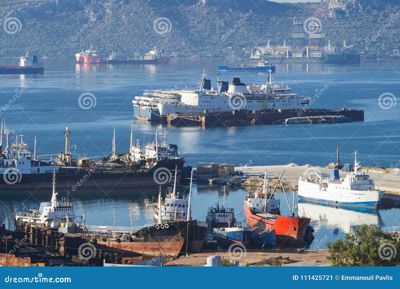 Old Vessels at the Bay of Eleusis, Greece. Stock Image - Image of ...