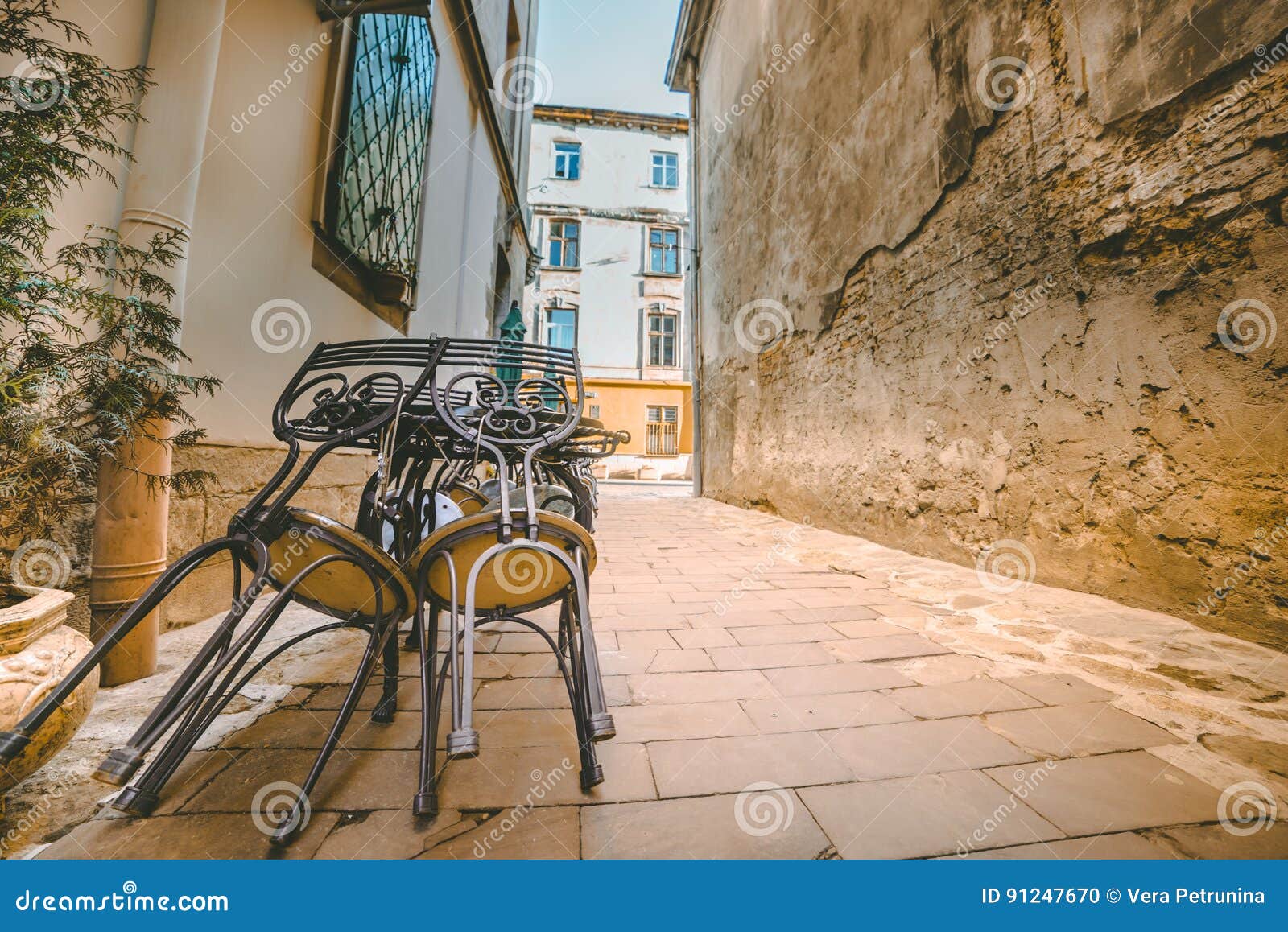 View on old vintage caffe stock photo. Image of europe - 91247670