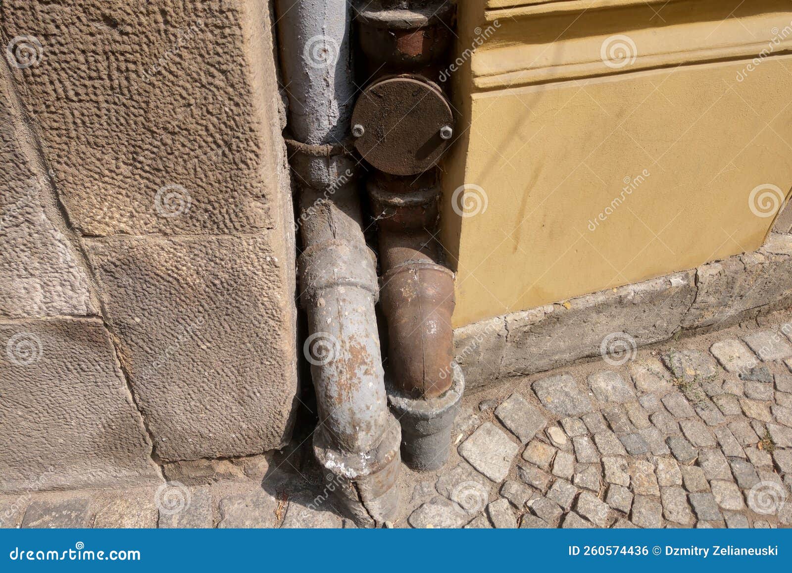 View of the Old Wastewater Pipes of the Building, the Structure of the ...