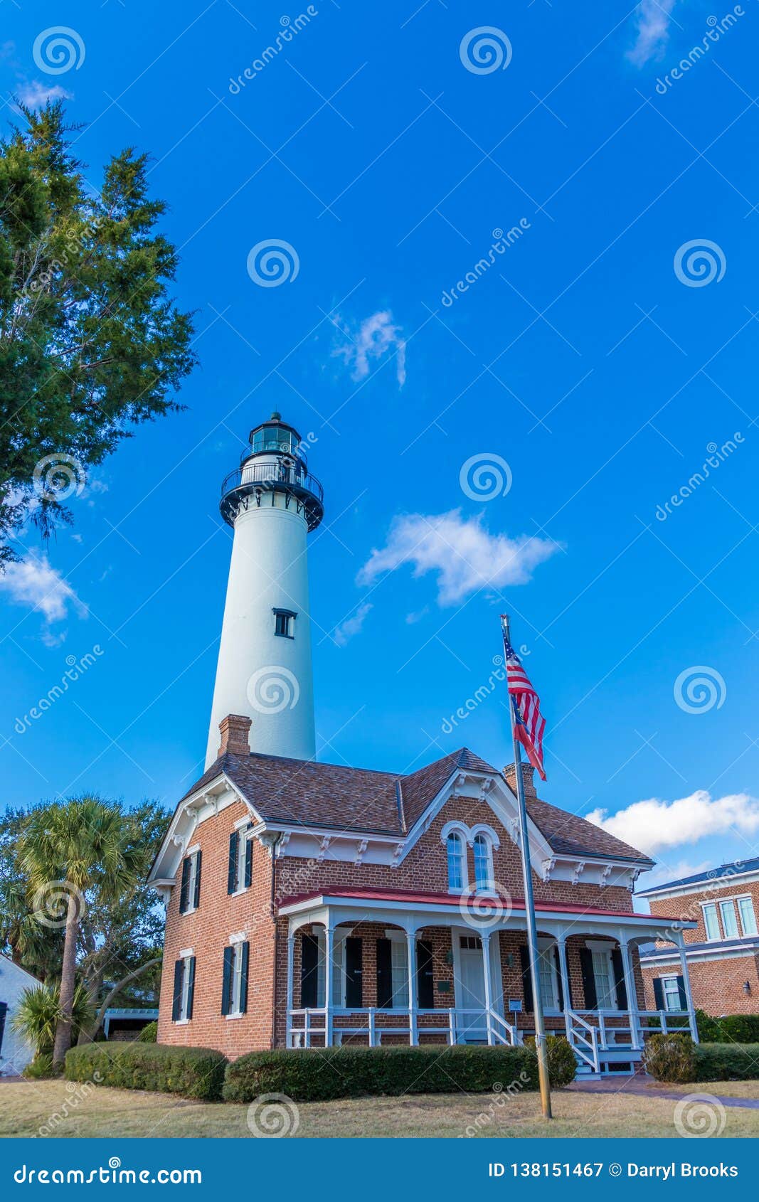 Saint Simons Island Lighthouse Stock Image - Image of destination ...