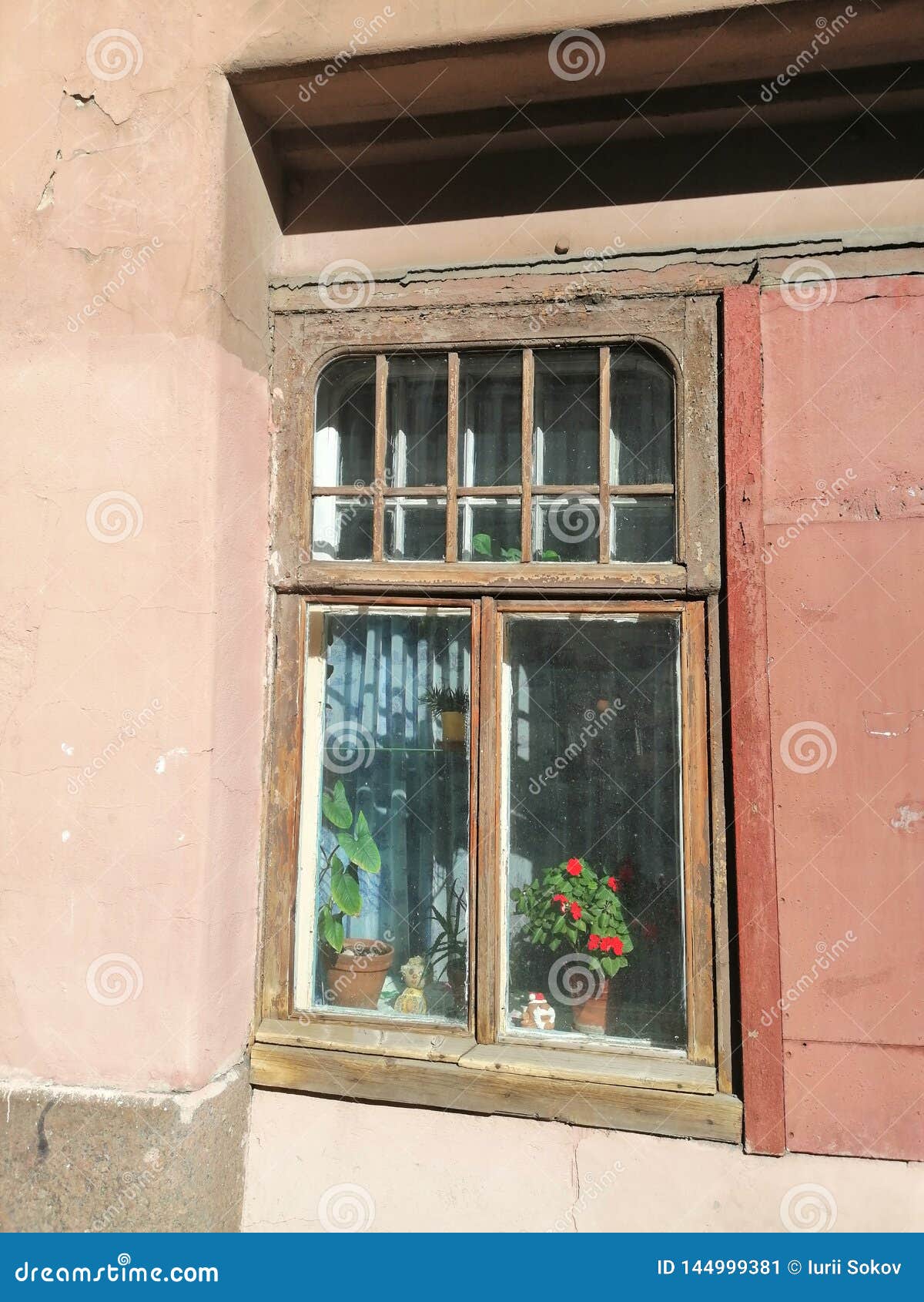 View of the old window stock image. Image of flowers - 144999381