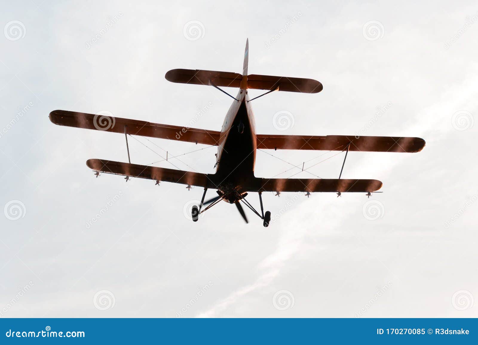 View on an Old Plane Flying during the Sunset Stock Image - Image of ...