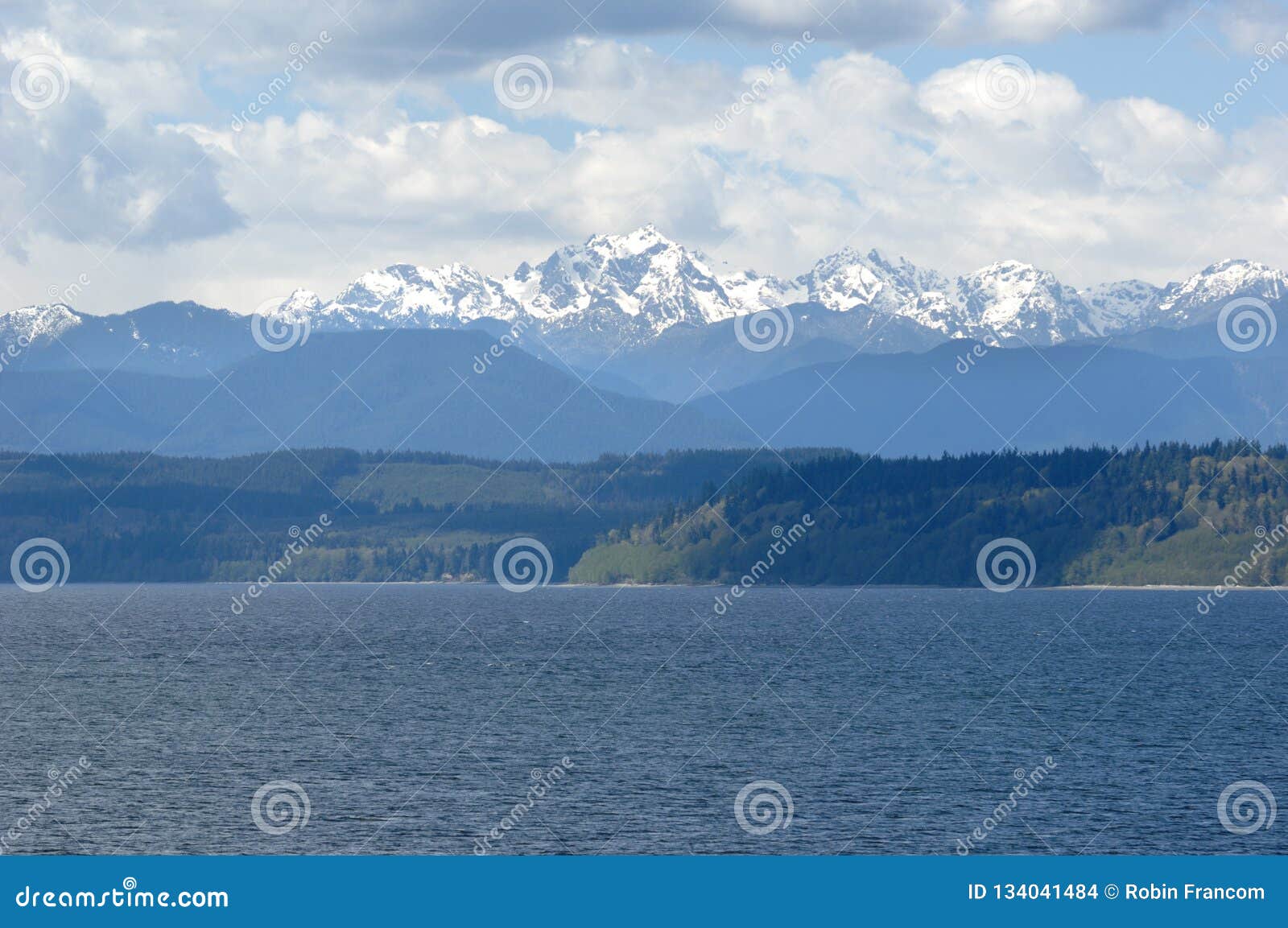 View of the Olympic Mountain Range with Mt Constance and the Hood Canal ...