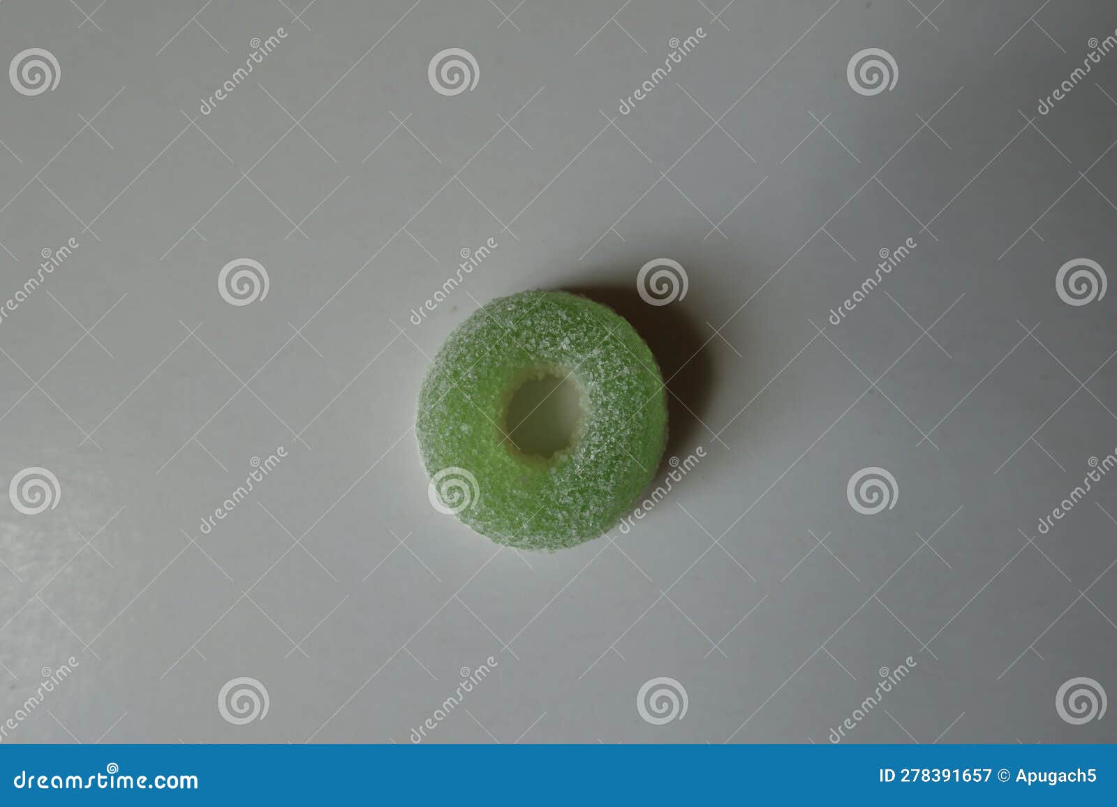View of Green and White Sugar Coated Jelly Ring Candy from Above Stock ...