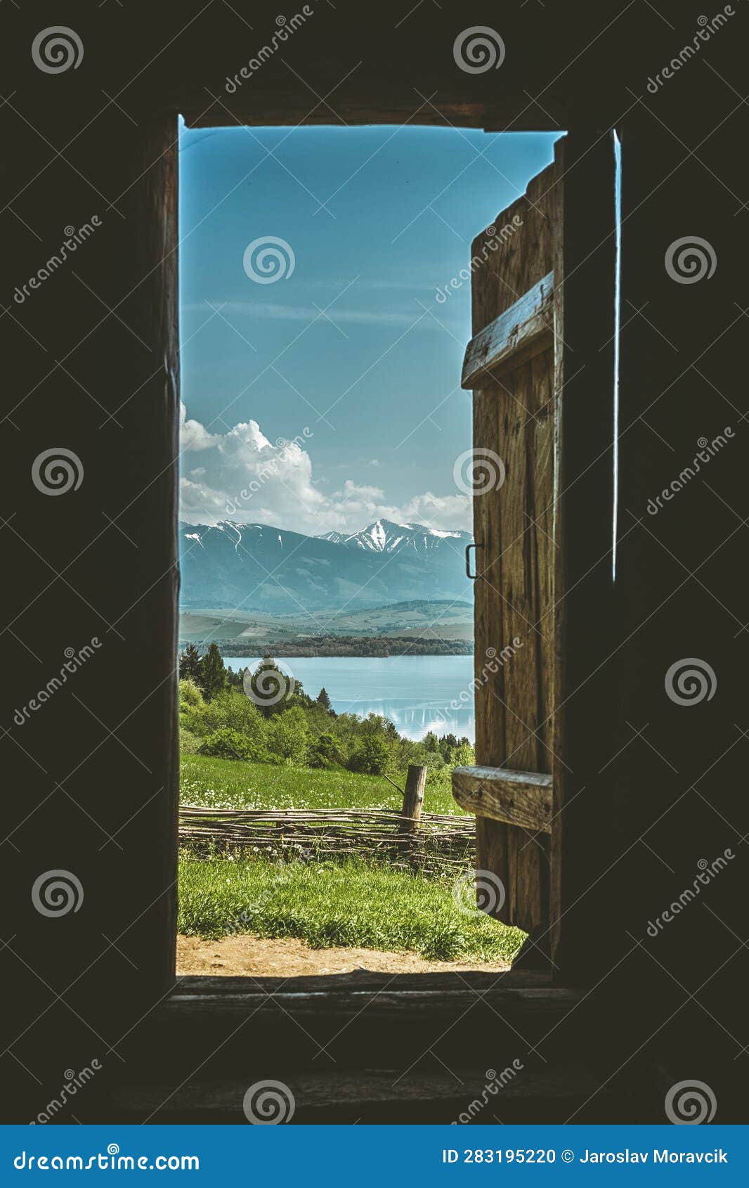 View from Open Doors into the Mountains and Beautiful Nature Stock ...