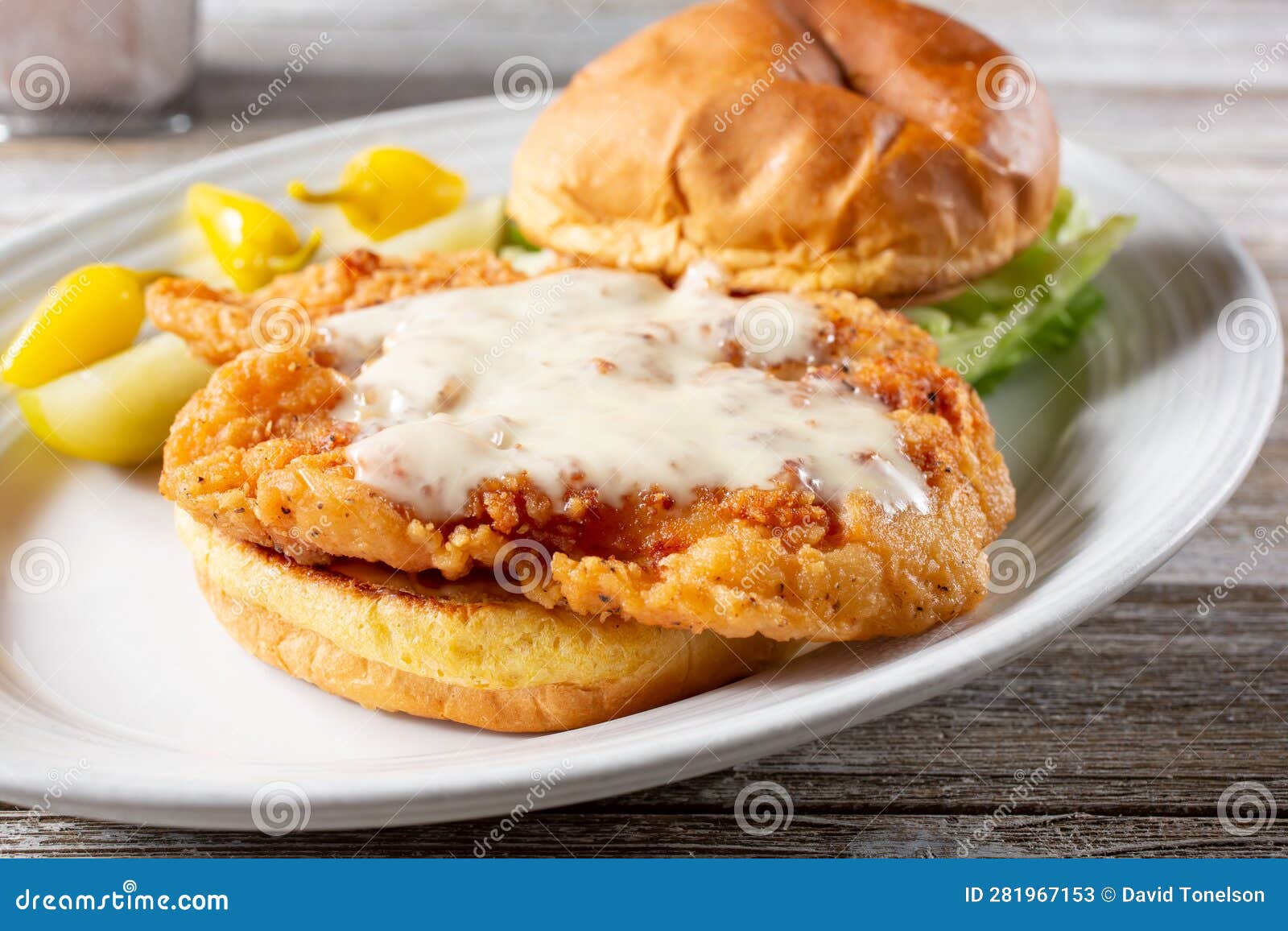 Deep fried chicken burger stock image. Image of setting - 281967153