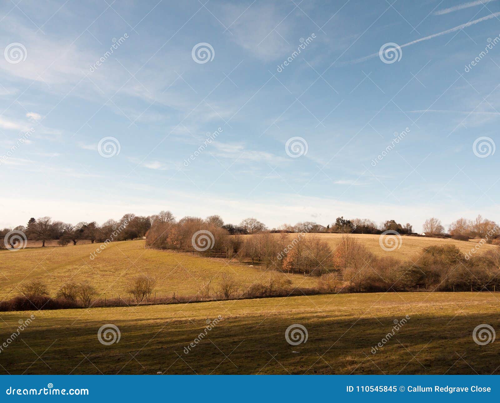 View of Open Green Empty Grass Fields Outside Spring Dedham Vale ...