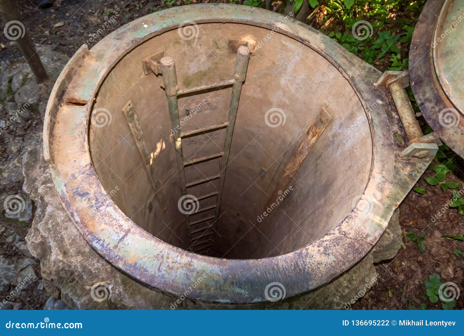 Open Hatch with Ladder into Down Stock Photo - Image of urban, drain ...