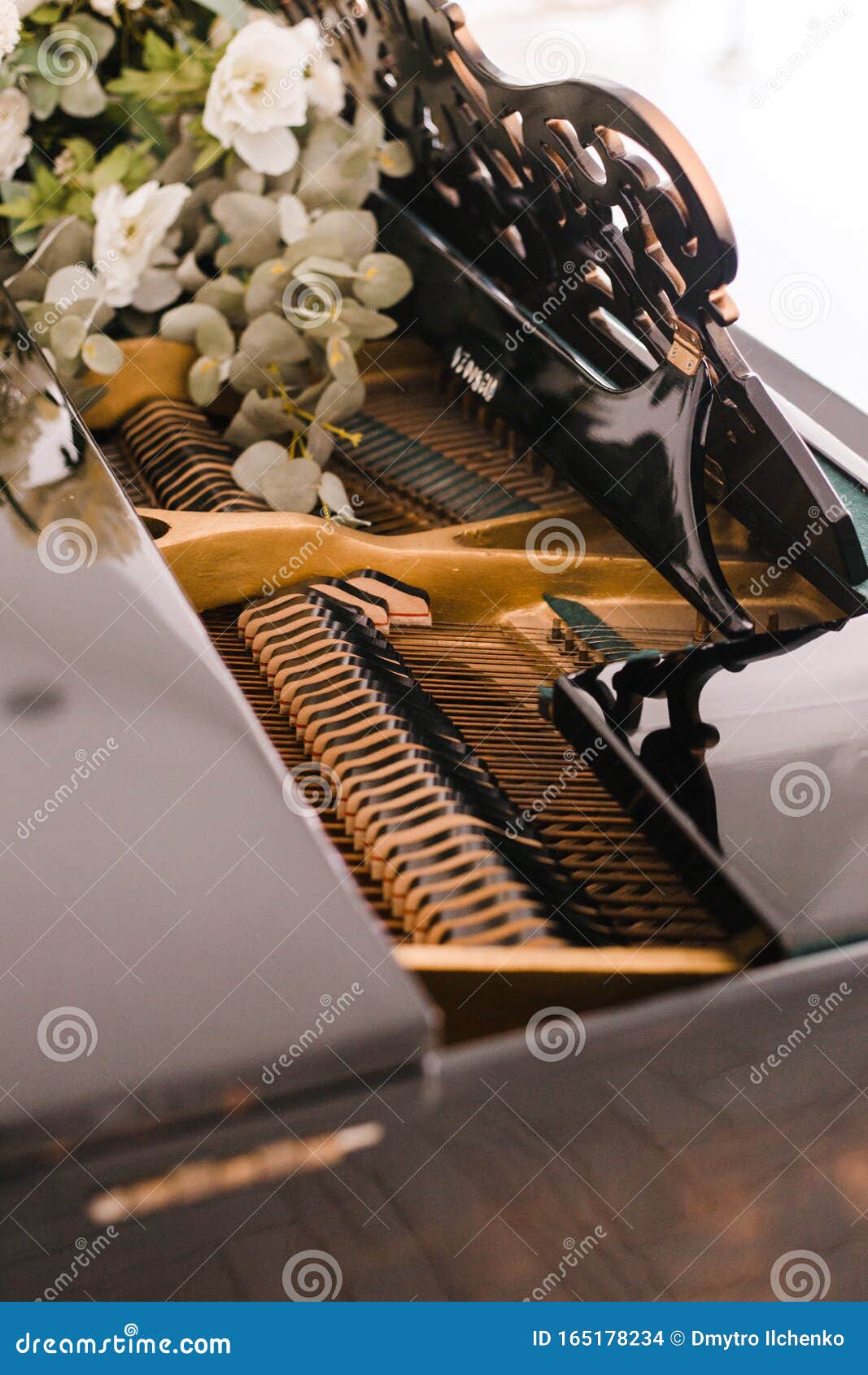 View through the Open Piano Cover of Strings, Mallets and Dampers Stock ...