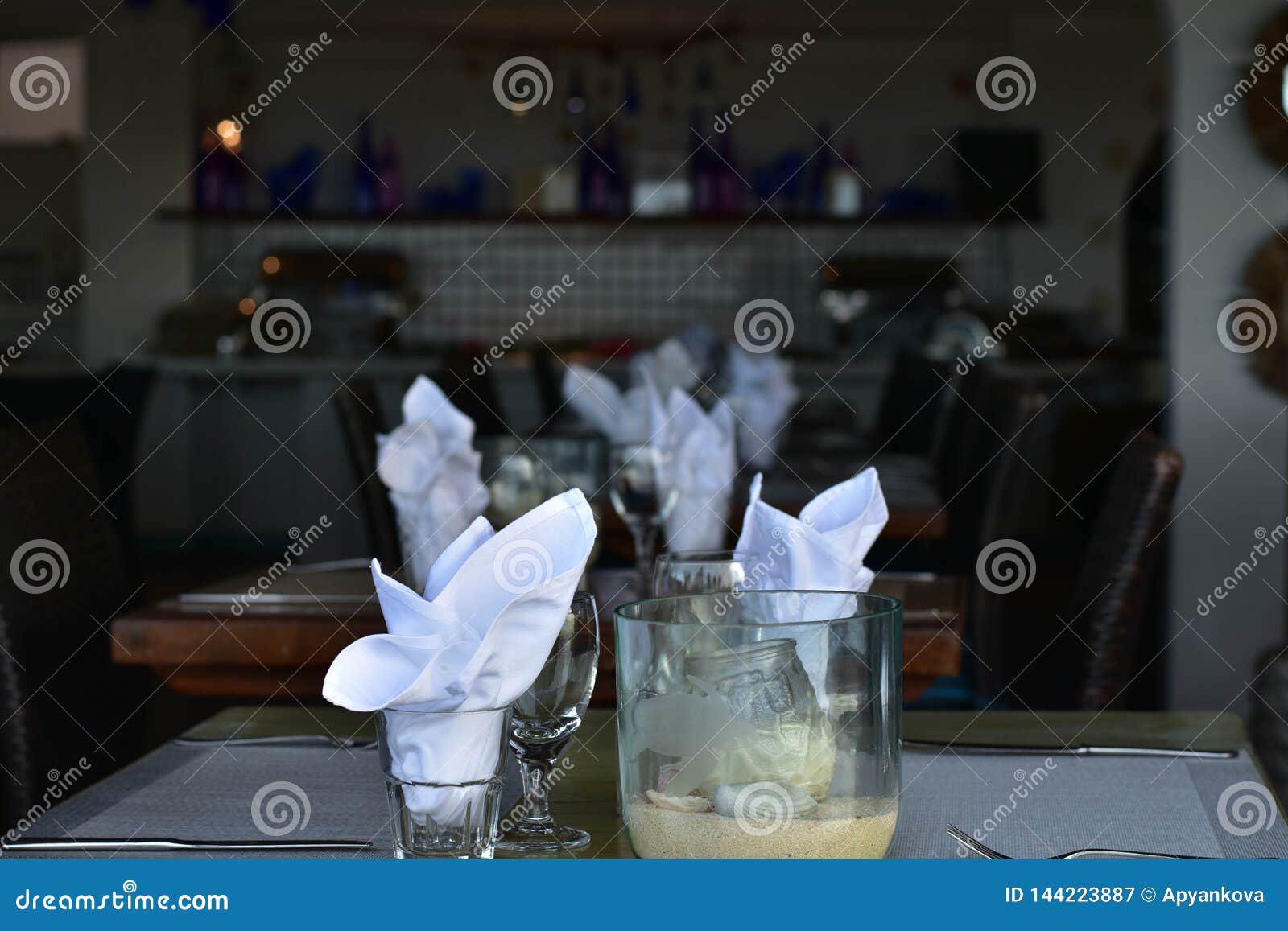 View into Open Space Restaurant Stock Image - Image of serving, glass ...