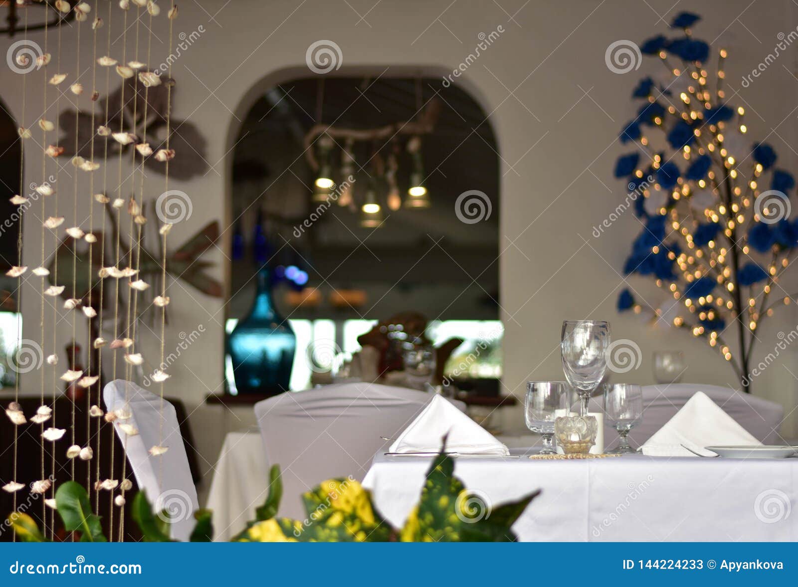 View into Open Space Restaurant Stock Image - Image of serving, coral ...