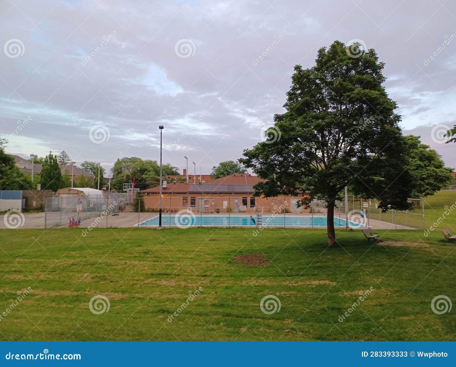 View at Open Swimming Pool a the Park Stock Image - Image of swimming ...