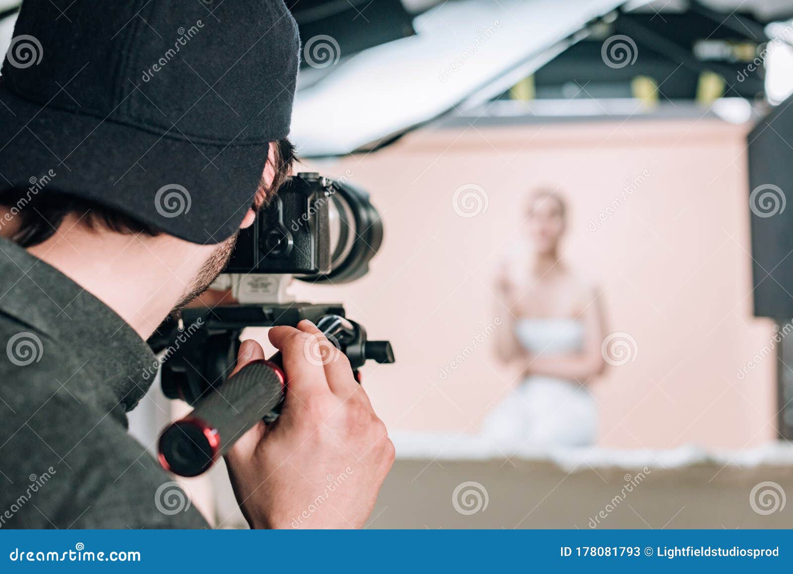 View of Operator and Model Working in Photo Studio Stock Image - Image ...