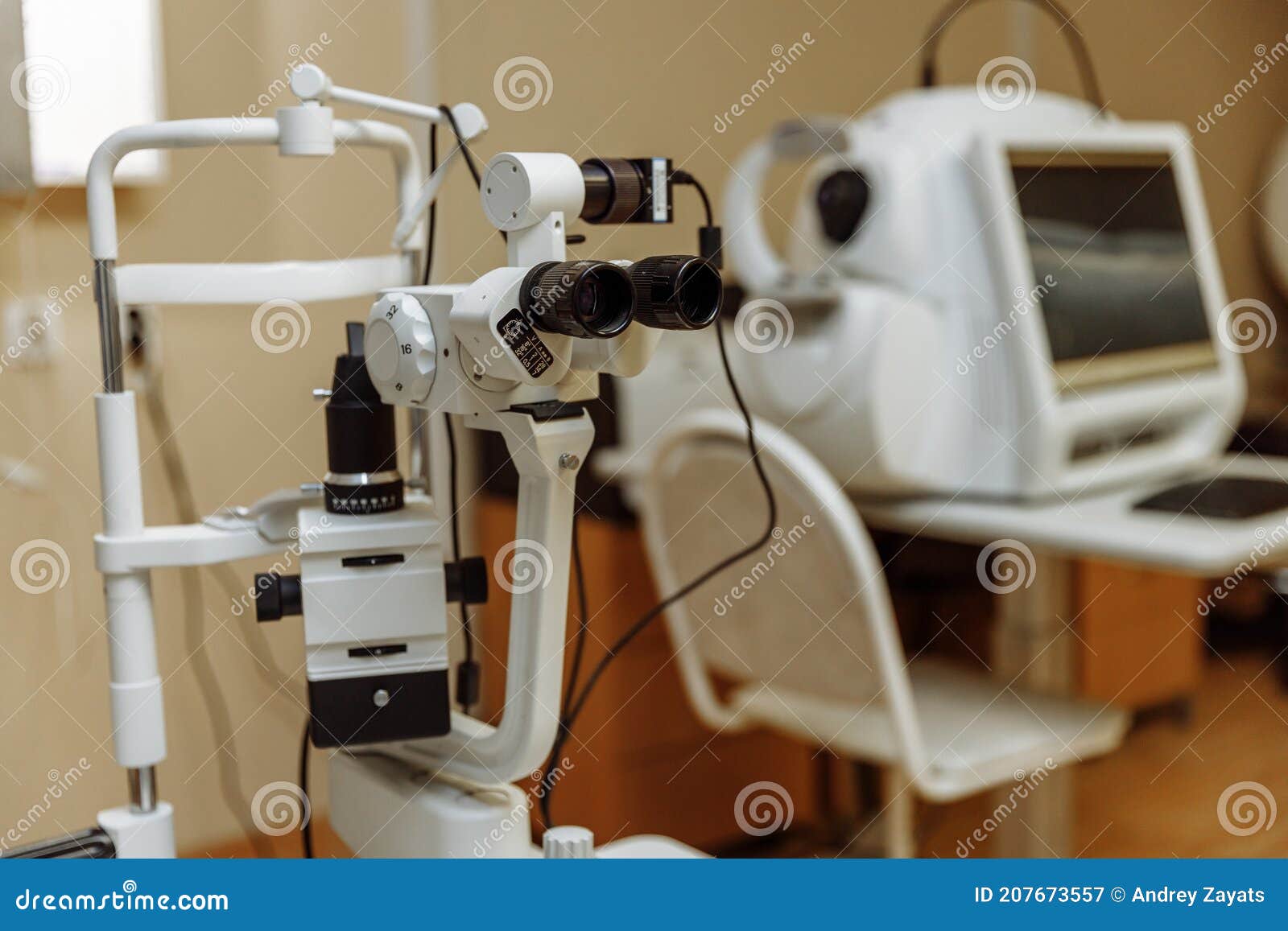 View of the Ophthalmic Microscope on the Table in the Ophthalmologist`s ...