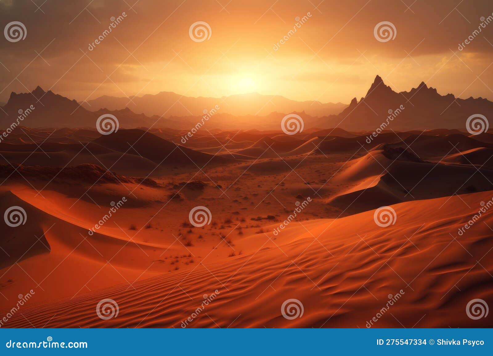 View of an Orange Dessert Landscape at Sunset Generative AI Stock ...