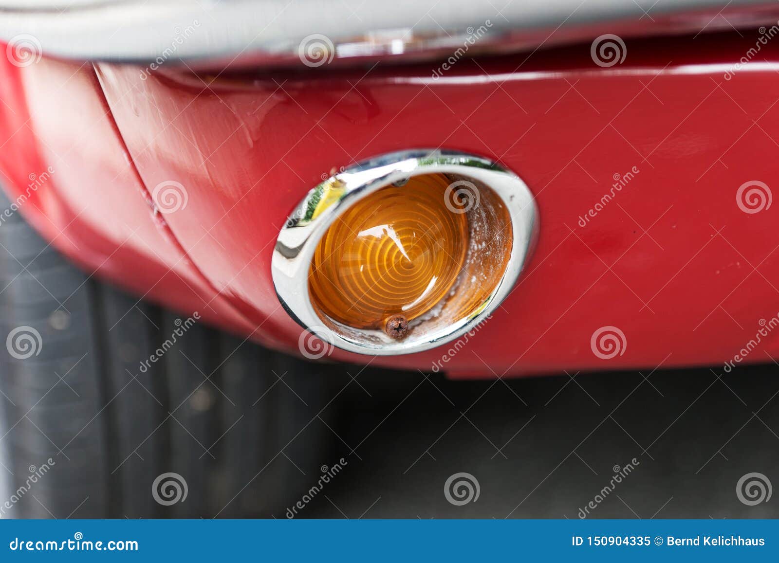 View of a Orange Direction Light from an Old Car Stock Image - Image of ...