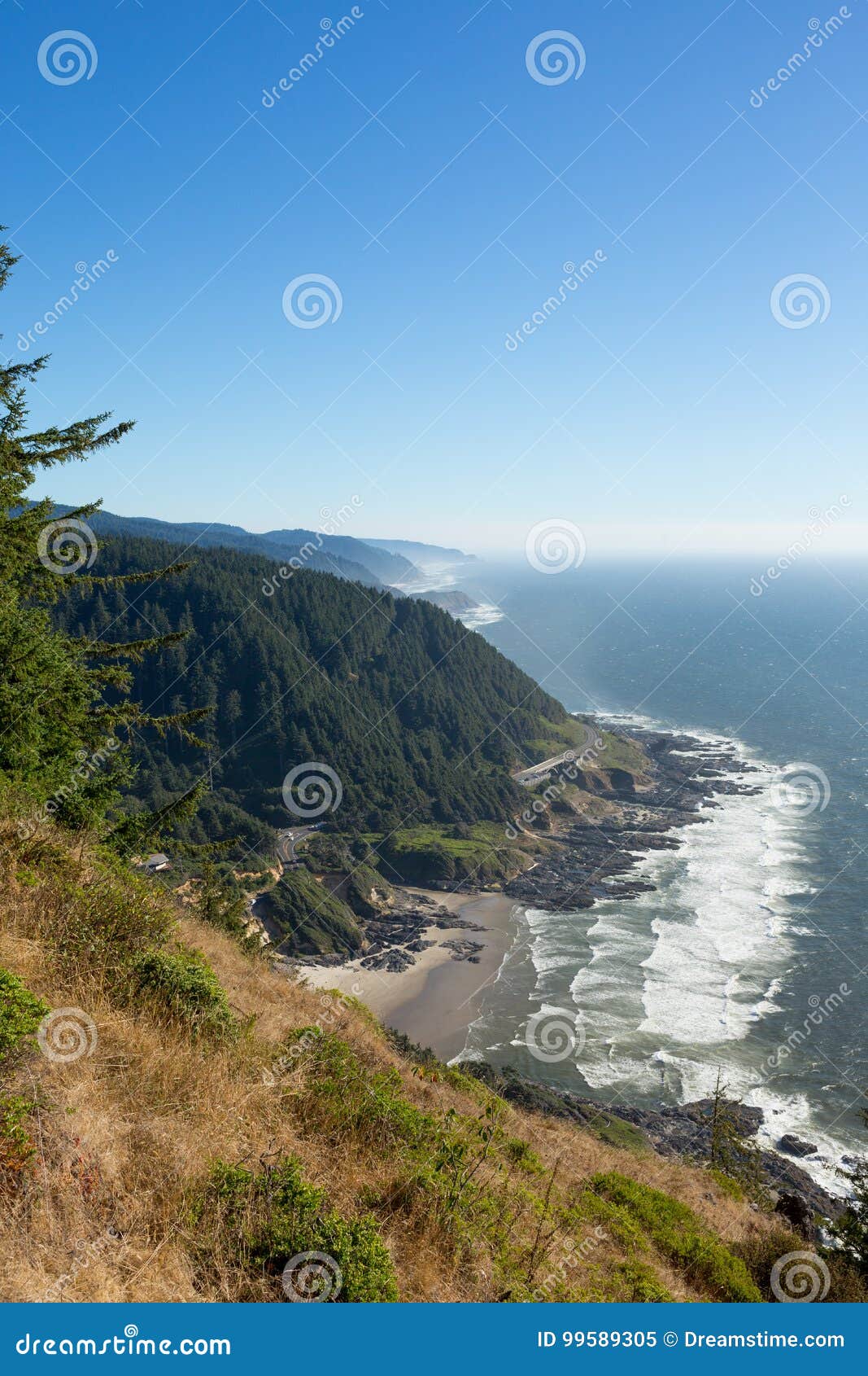 View of the Oregon Coast Line Stock Image - Image of beach, northwest ...
