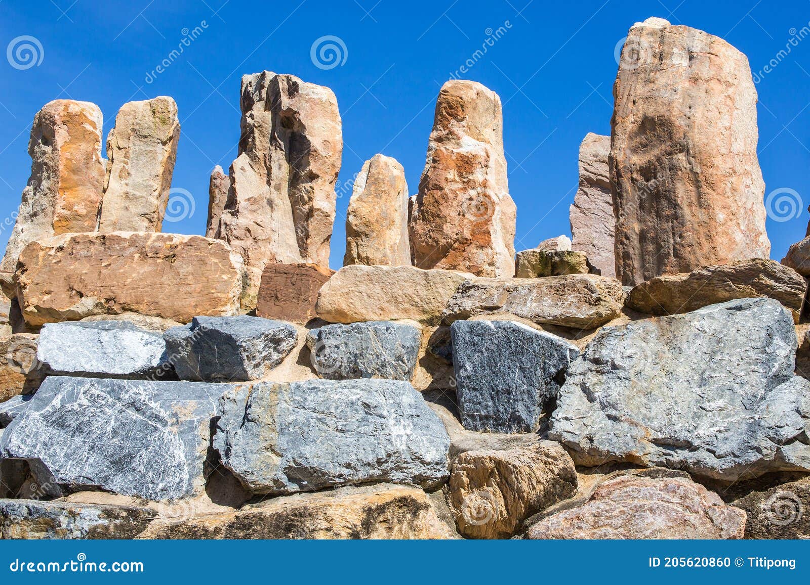 View of the Ornamental Rock Garden Garden Design Background Stock Photo ...
