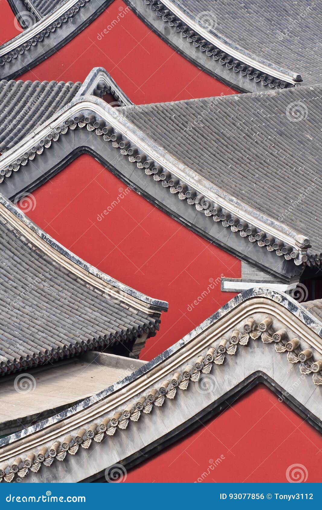 View on Ornate Rooftops of Ancient Temple Complex, Chengde, China Stock ...