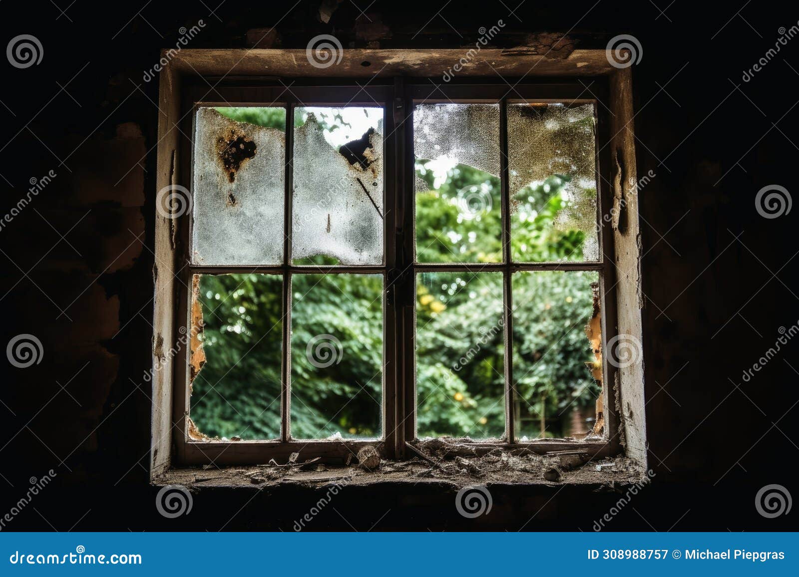 View Out of a Dirty Old Window Stock Illustration - Illustration of ...