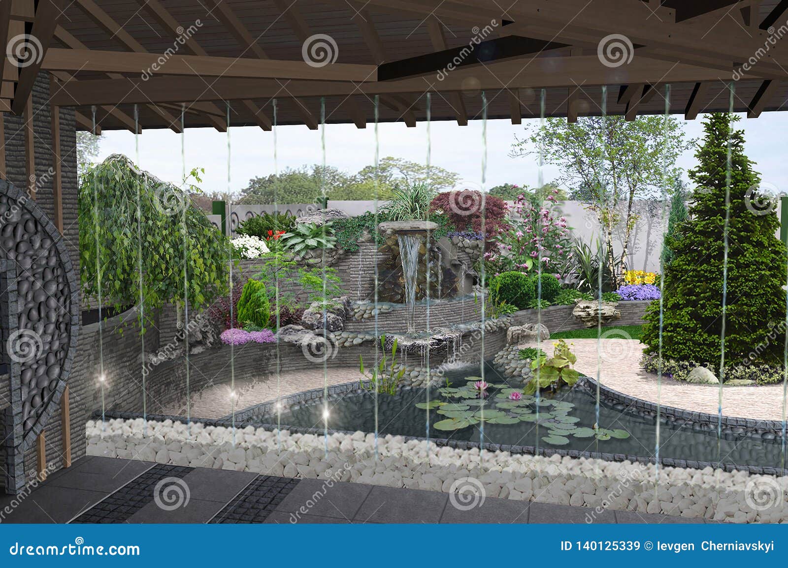 Pondless Waterfall Detailed Scheme Drawing Stock Photo | CartoonDealer ...
