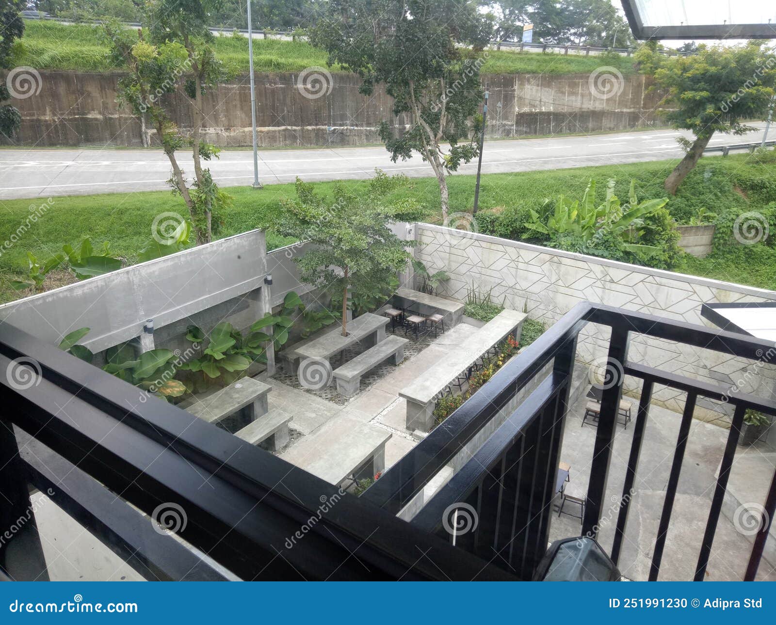 View Out the Window from an Office Stock Photo - Image of render ...