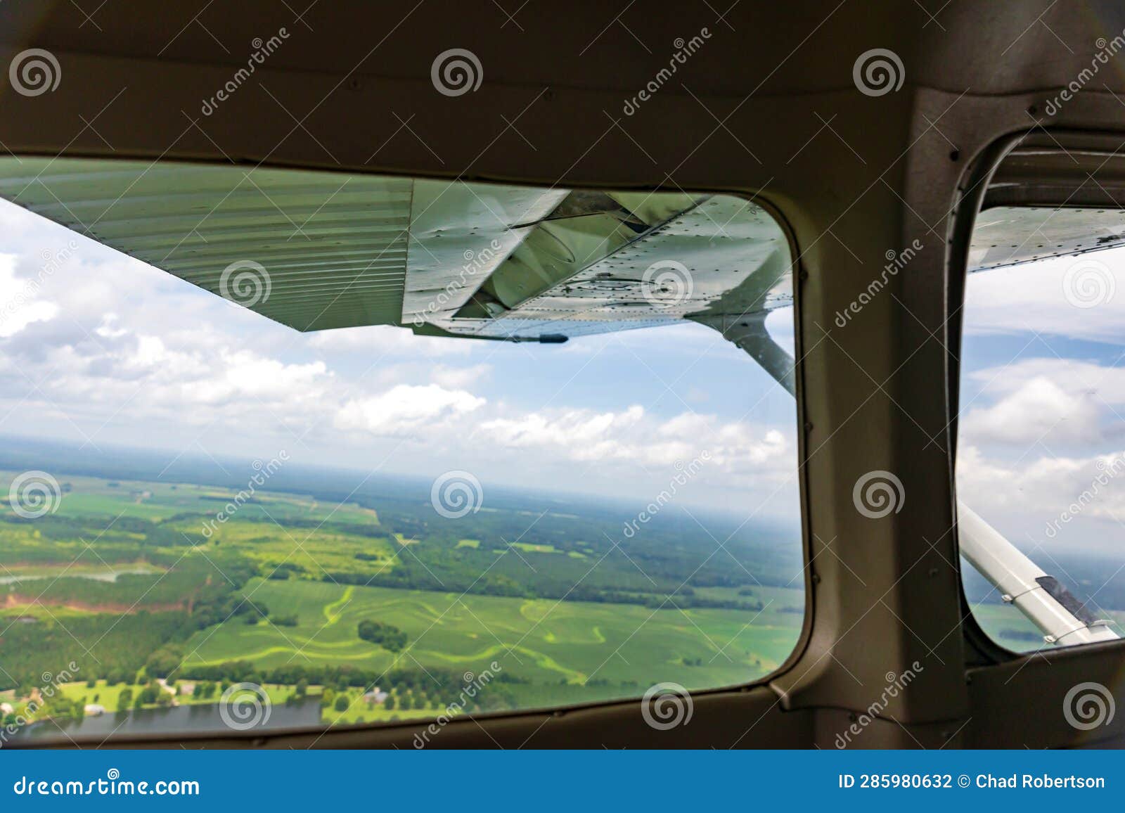View Out of the Window of Small Airplane in Flight Stock Photo - Image ...