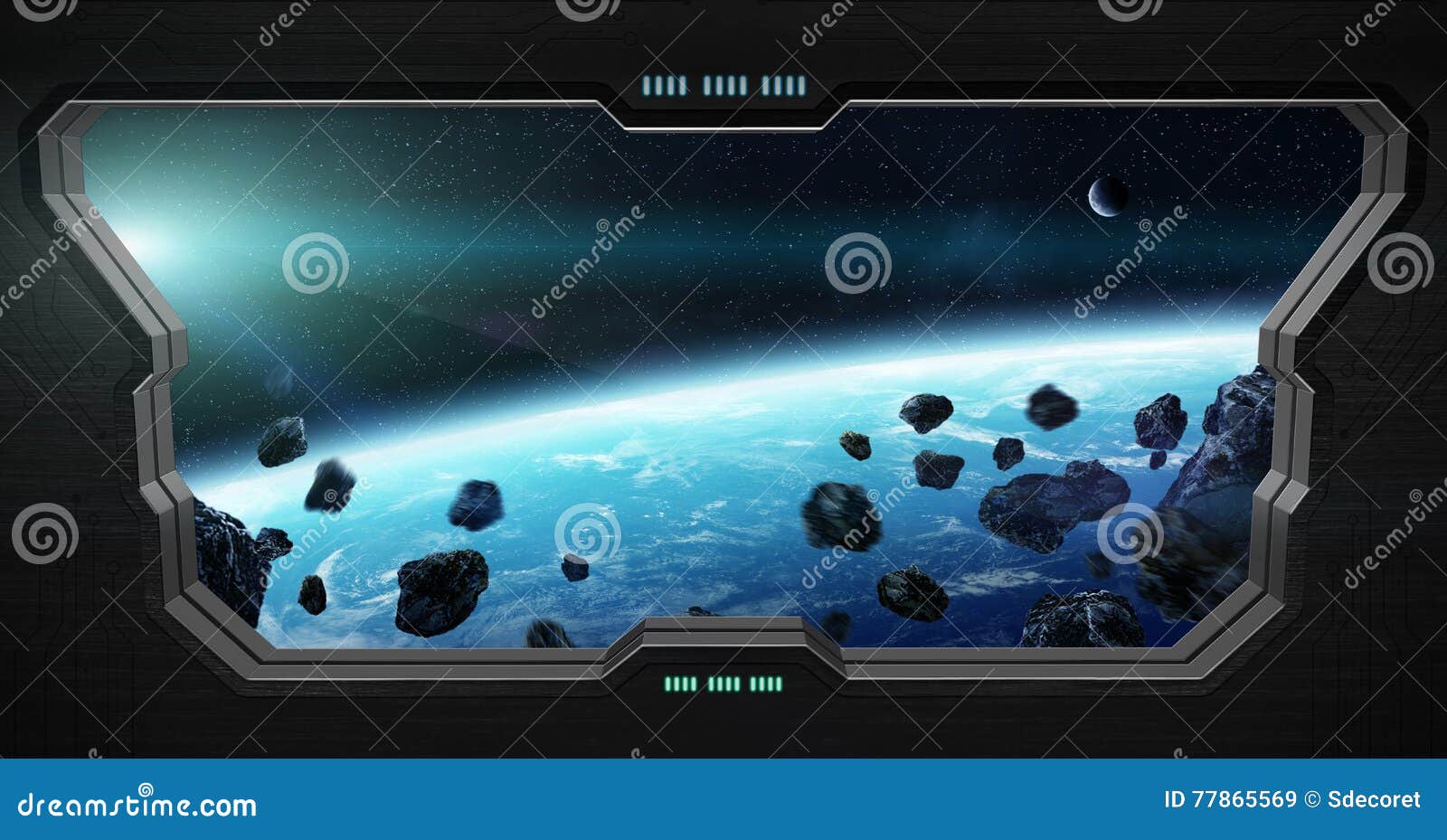 View of Outer Space from Inside a Space Station Stock Illustration ...