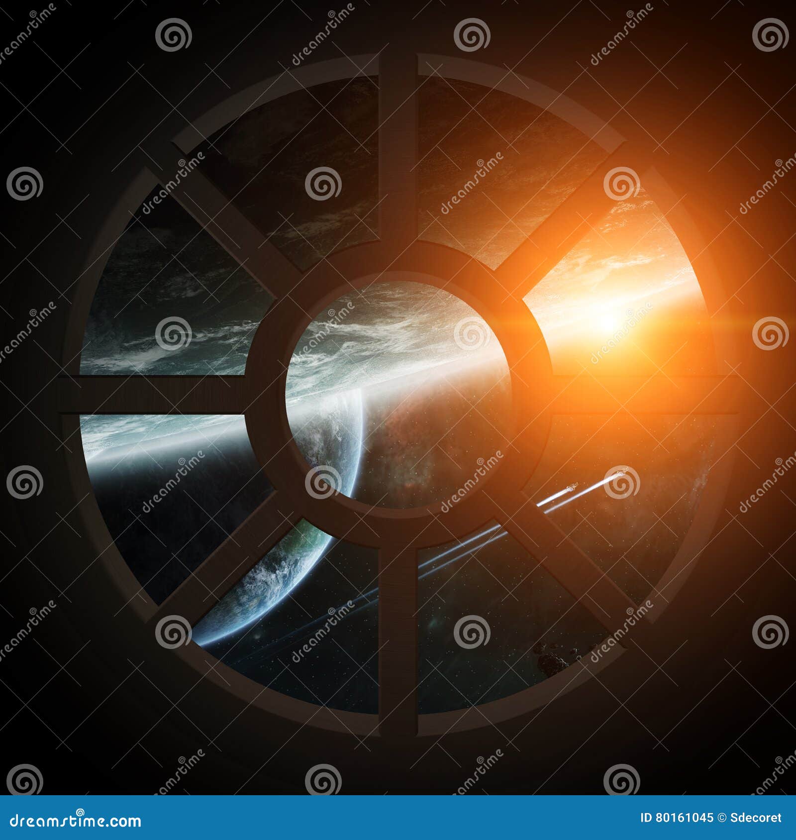 View of Outer Space from a Spaceship Cabin Stock Illustration ...