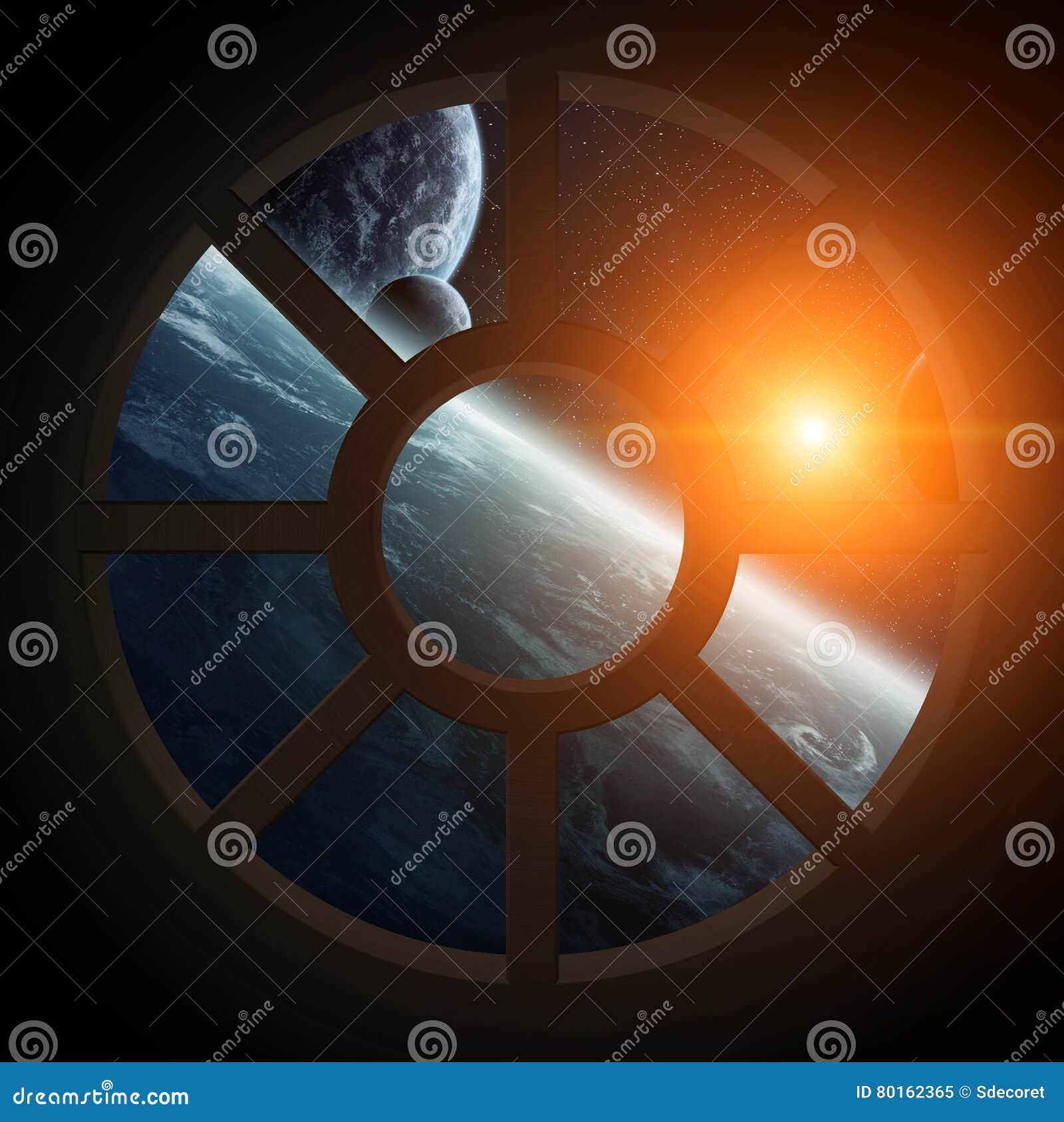 View of Outer Space from a Spaceship Cabin Stock Illustration ...