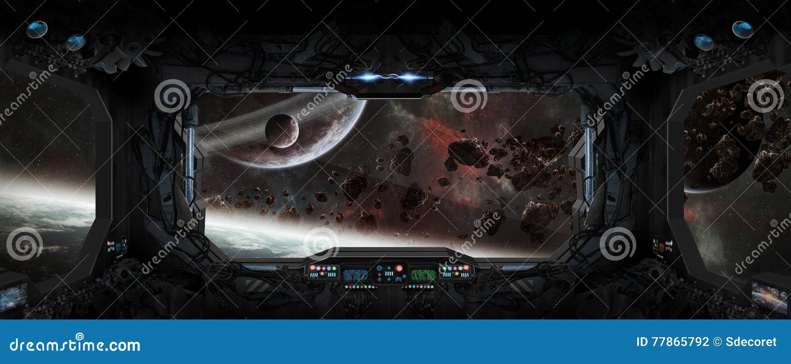 View of Outer Space from the Window of a Space Station Stock ...