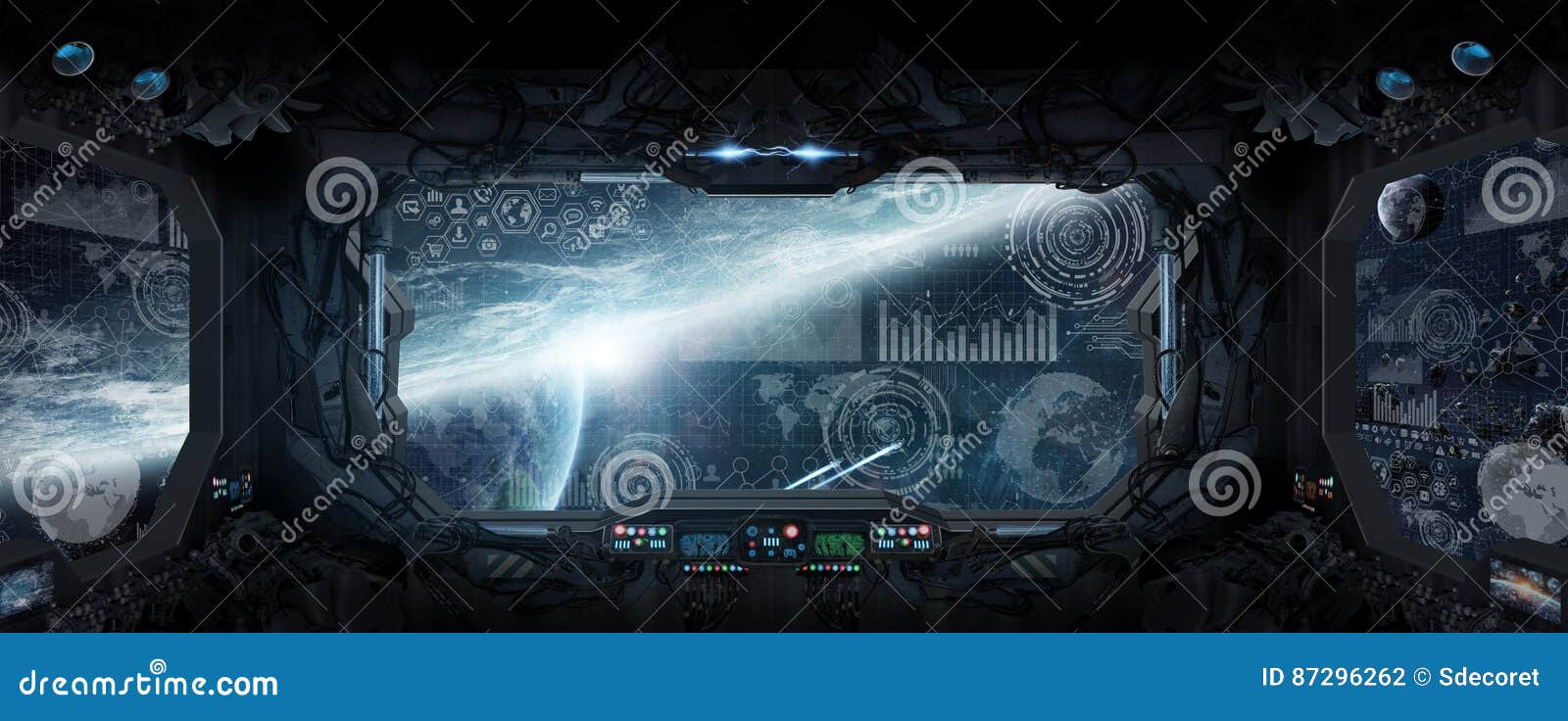 View of Outer Space from the Window of a Space Station Stock ...