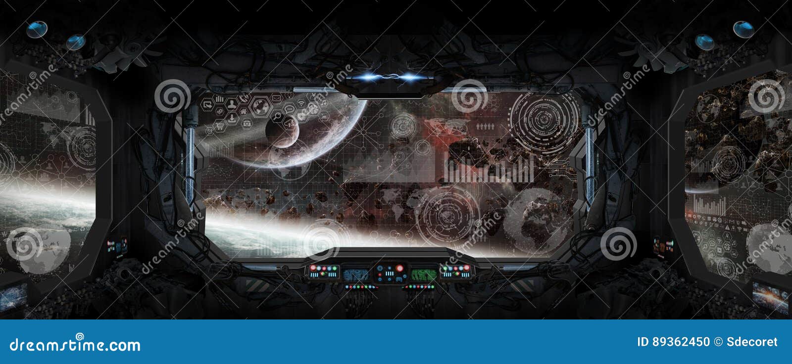 View of Outer Space from the Window of a Space Station Stock ...