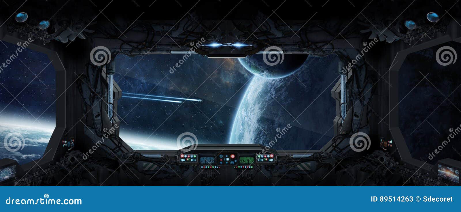 View of Outer Space from the Window of a Space Station Stock ...