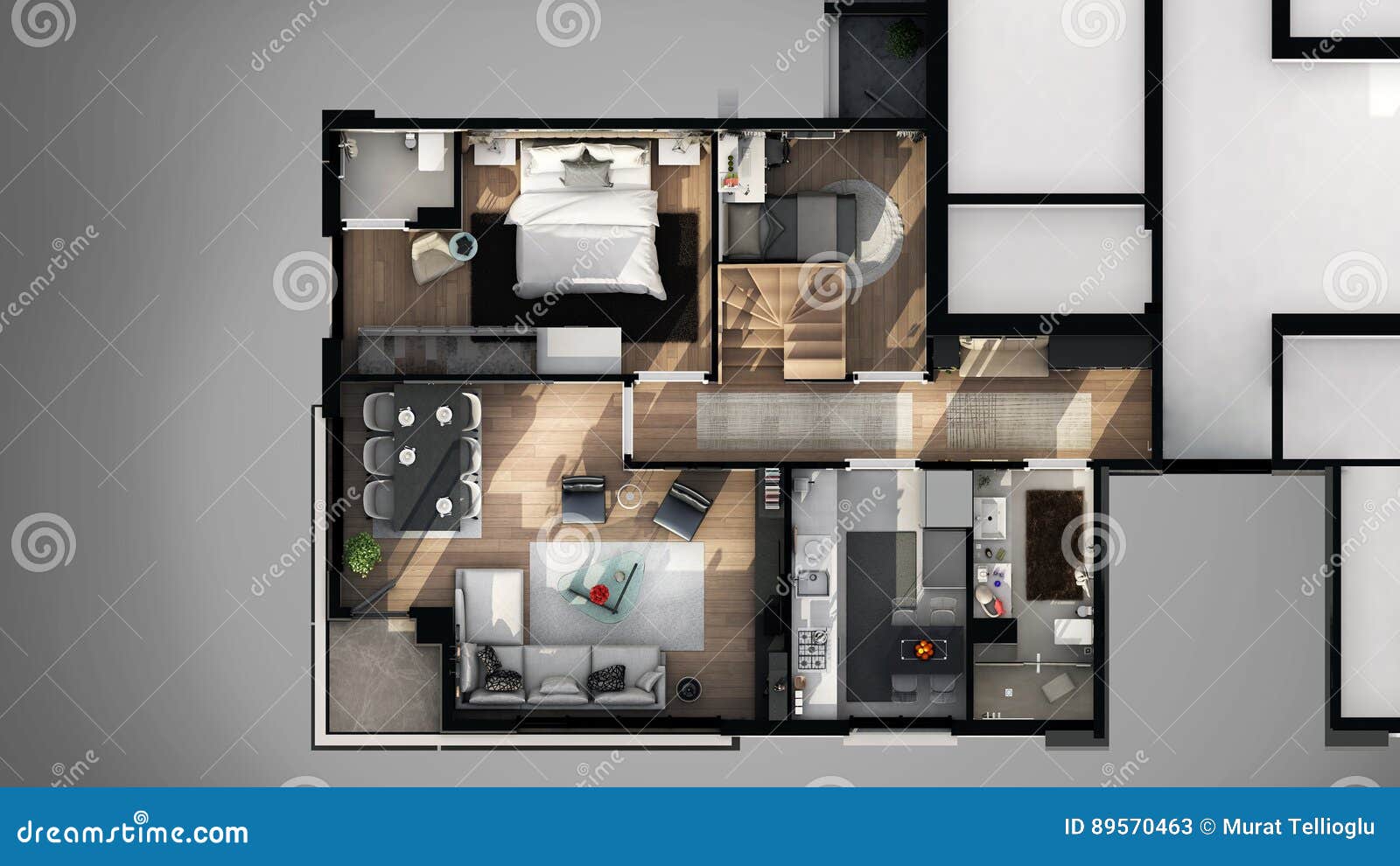 View from Outside of 3D Designed Floor Plan Stock Illustration ...