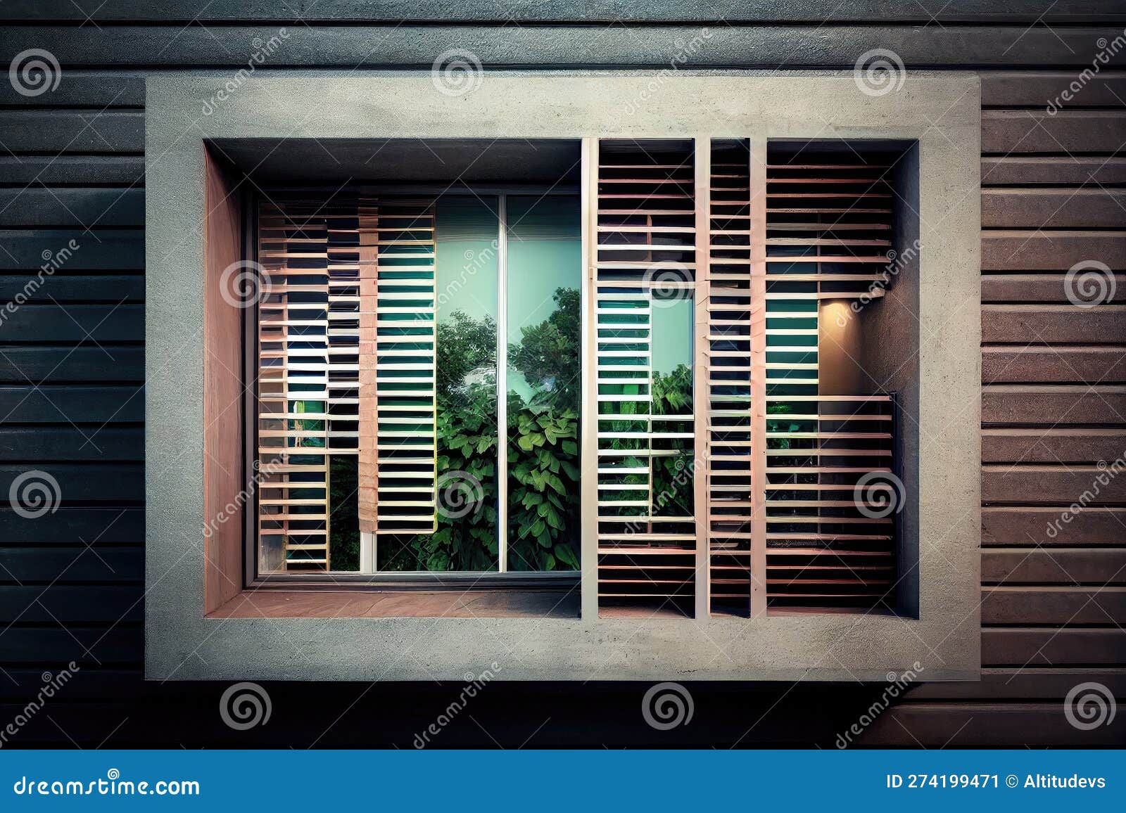 View of the Outside World through Window Louver and Open Windows Stock ...